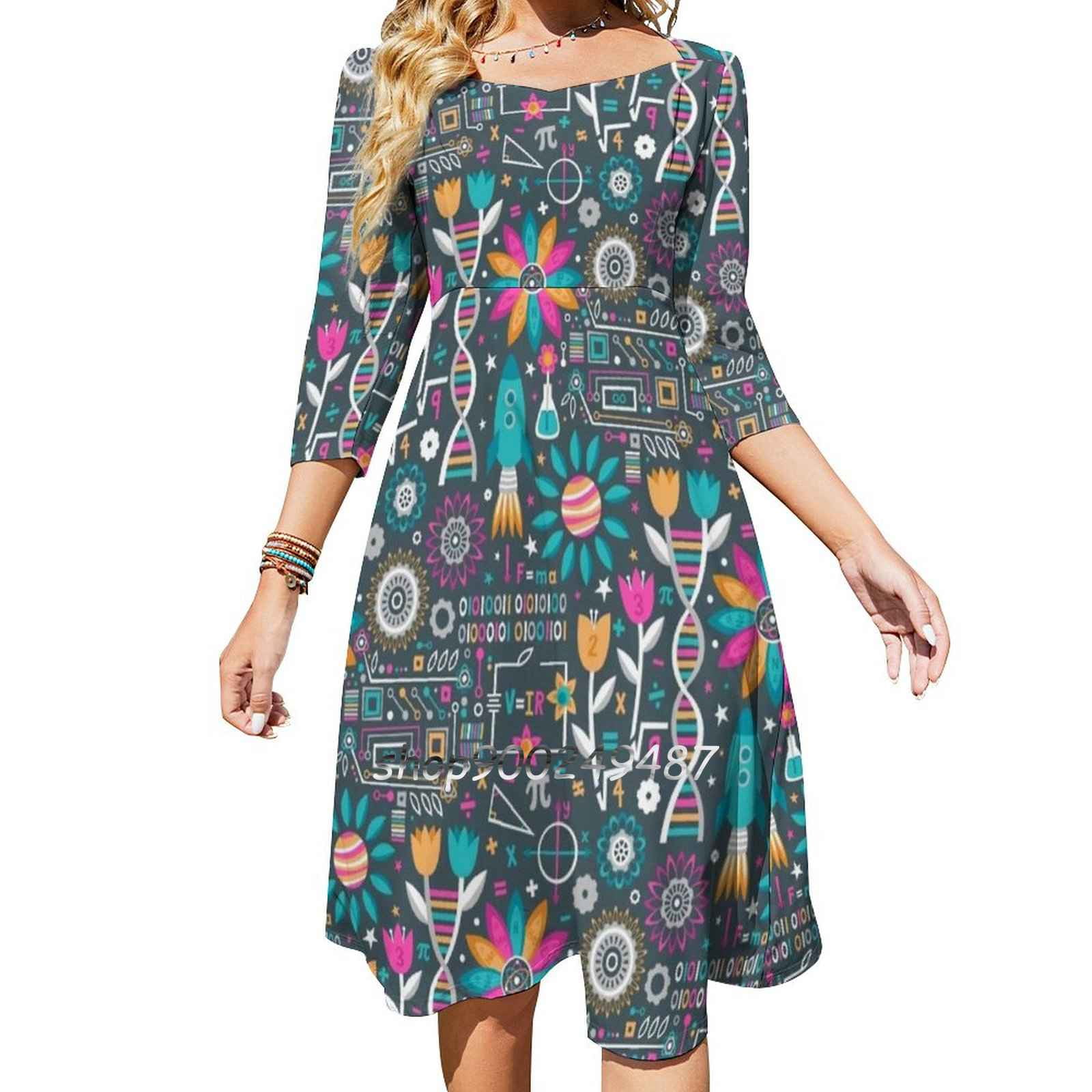 Flowers And Stems Evening Party Dresses Midi Sexy Dress Female Sweet ...