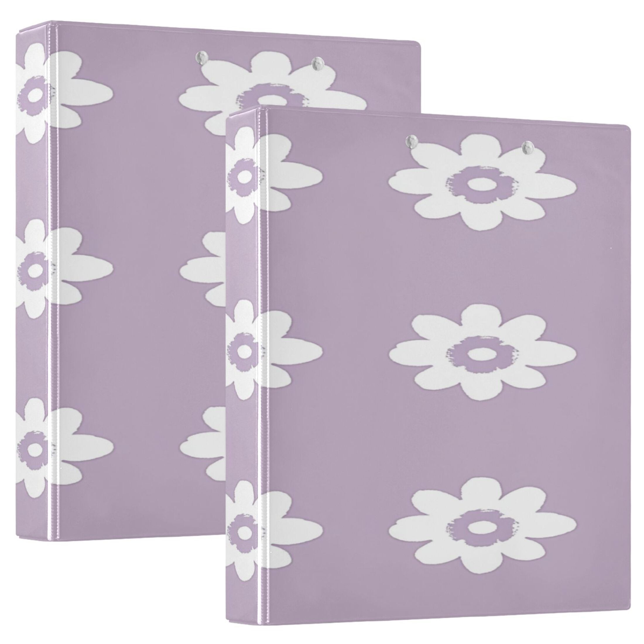 Flowers Background 12.4x10.6in PVC Round Ring Binders, 2-Pack, D-Ring 3 ...