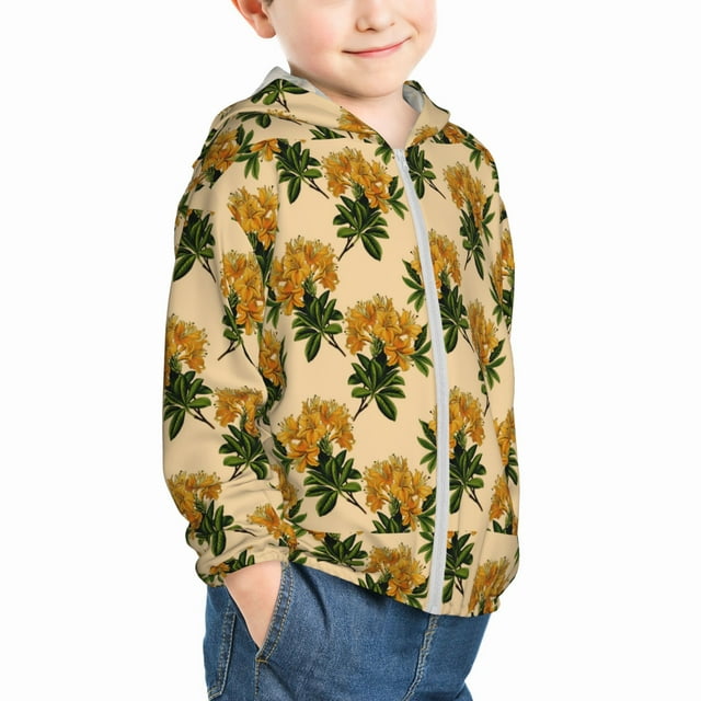 Flowers Background Kids Zip-Up Hoodie Girls Boys Sun Protection Jacket Hooded Cooling Shirt ...