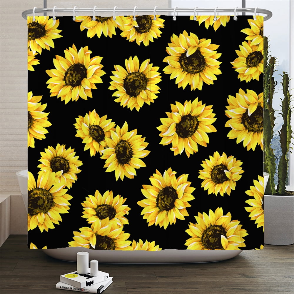 Flowers Bathroom Curtain With 3d Shower Curtains Waterproof Print ...