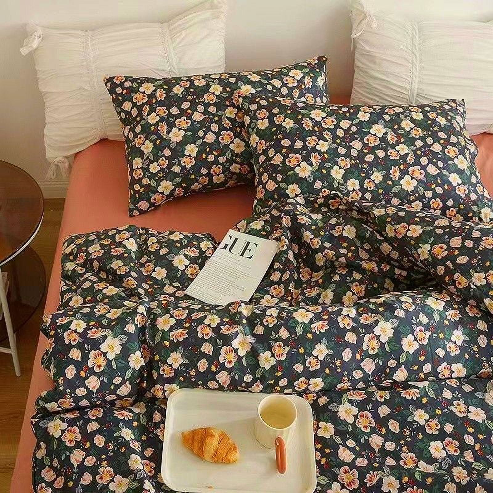Flowers Bedding Set Flat Bed Sheet Pillowcase Twin Full Queen Nordic ...