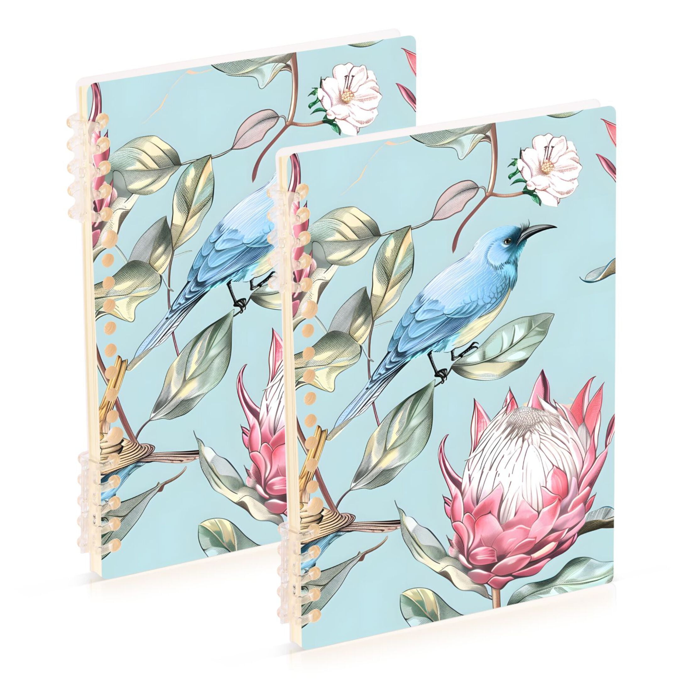 Flowers Birds Leaves Blue Ring Binder Notebook Journey Note Diary ...