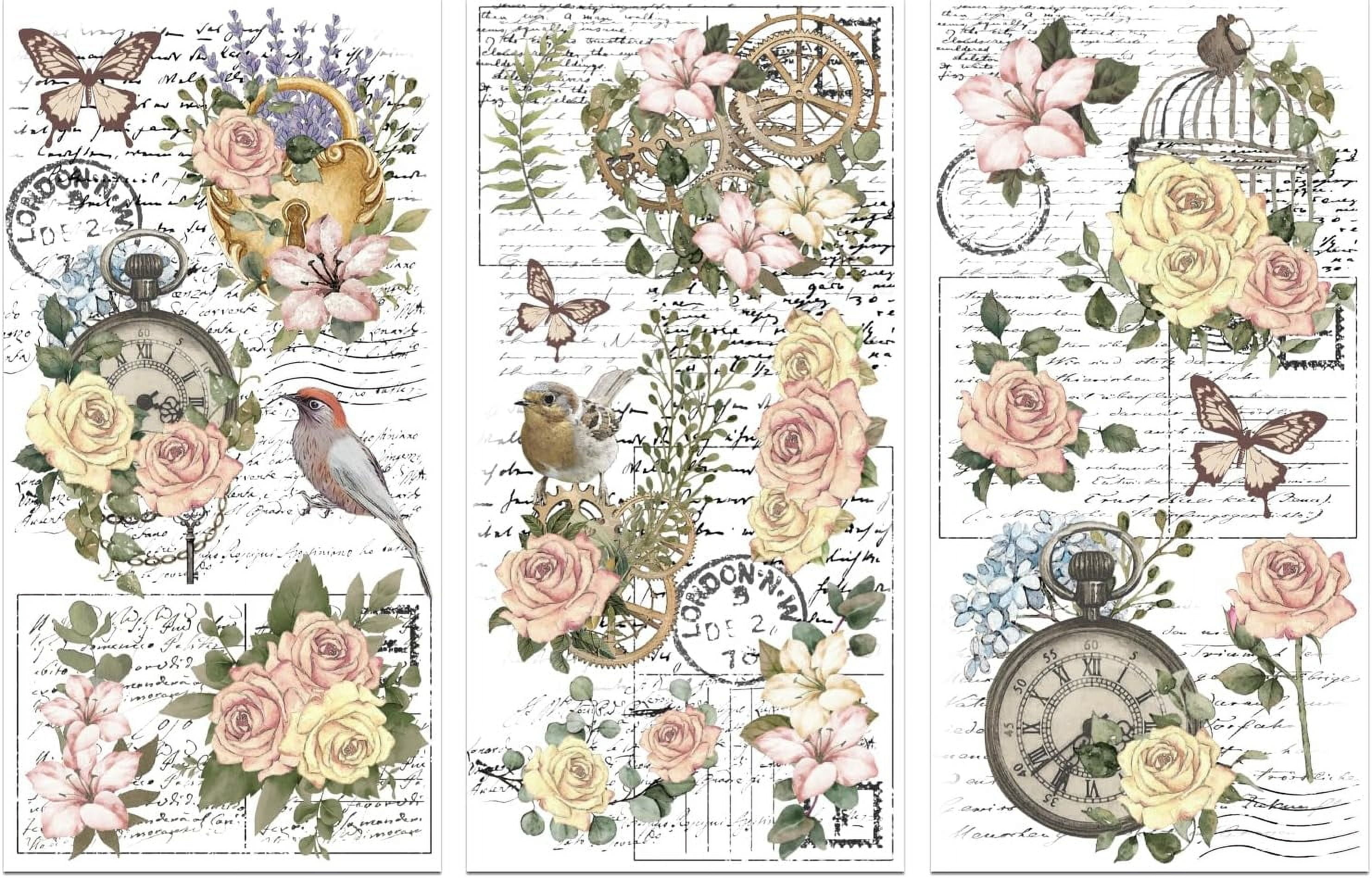 Flowers Birds Rub On Transfers Vintage Flowers Transfers for Crafts Rub ...