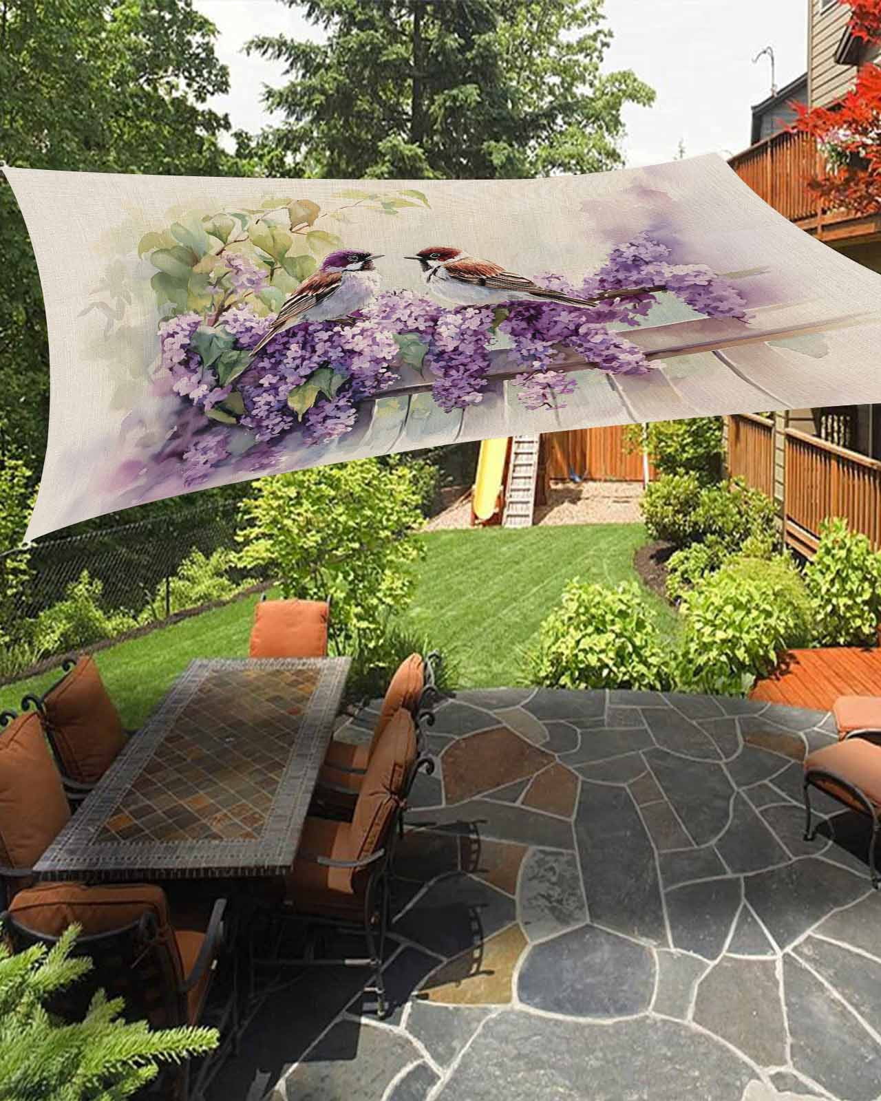 Flowers Birds Sun Sail Shades Rectangle Canopy,Sunlight Block Heavy ...