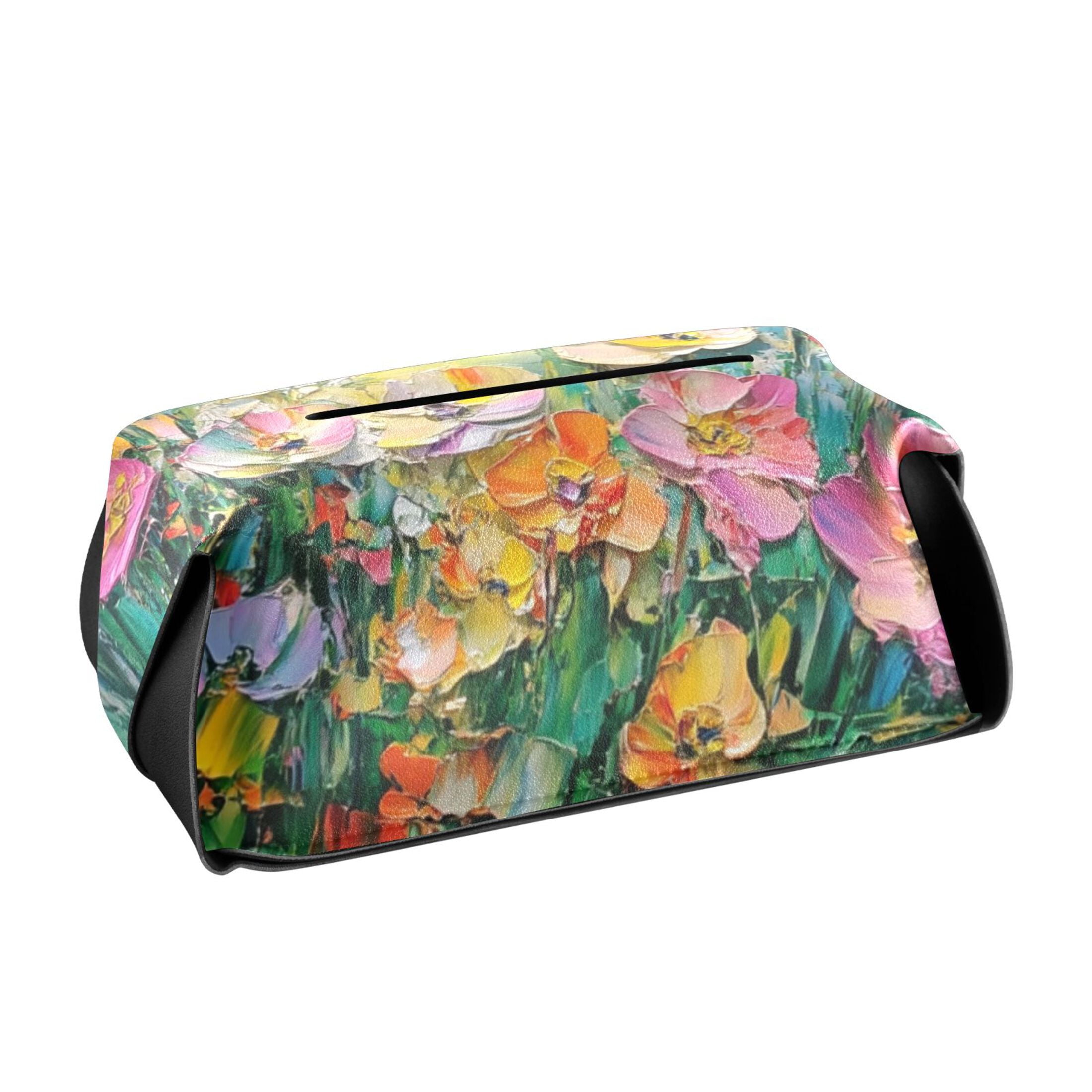 Flowers Bloom Oil Painting Tissue Box Cover Leather Square Rectangle ...