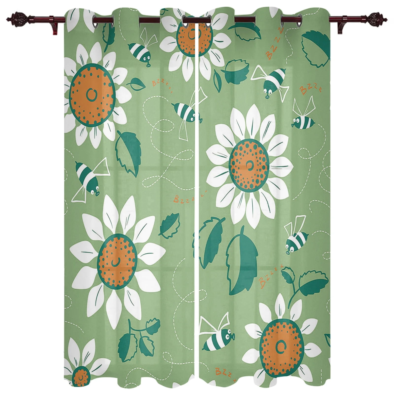 Flowers Bloom Turquoise Plants Roses Window Curtain For Living Room ...