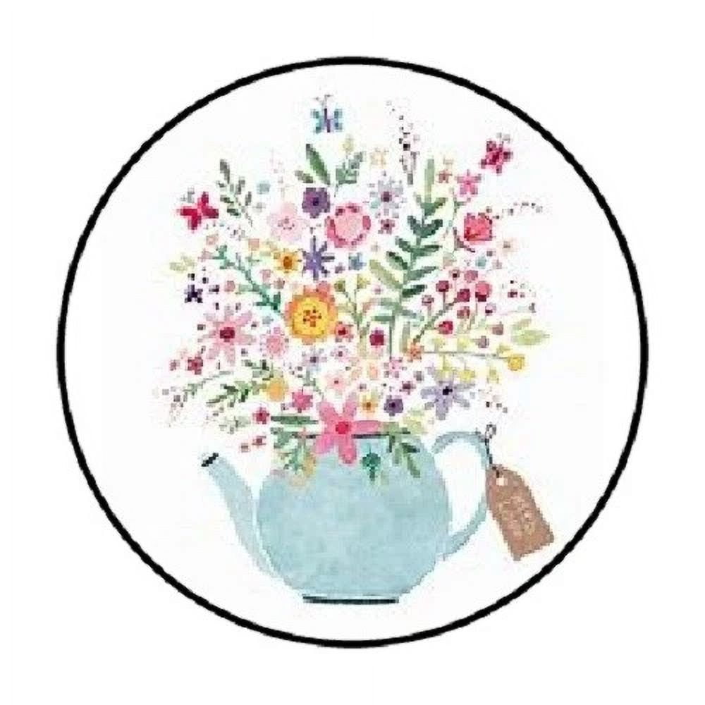 Flowers Blue Tea Pot Sticker Phone Decal Water Bottle Stickers Car ...