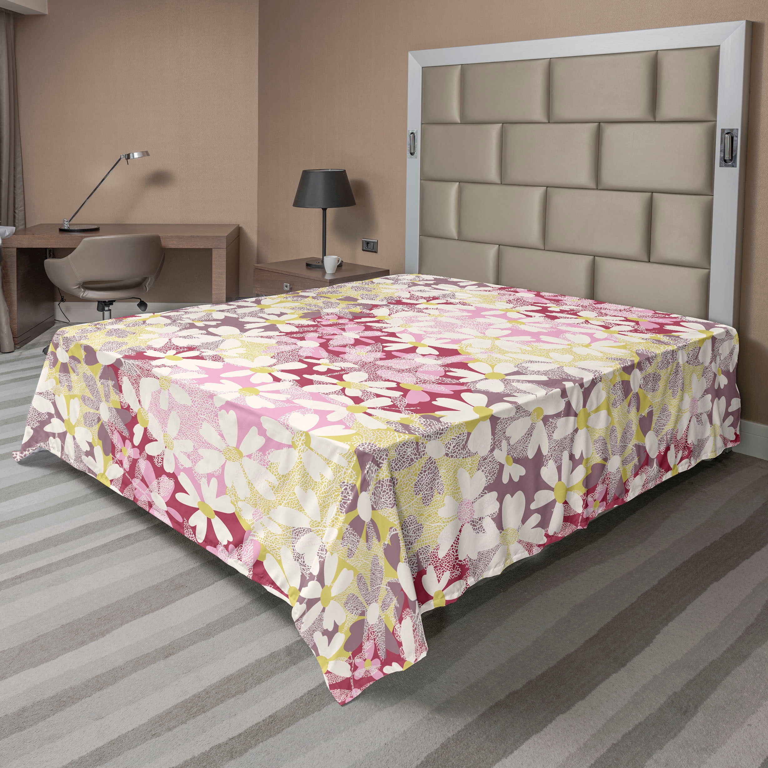 Ambesonne Flowers Boho Flat Bedding Sheet Soft Top Sheet, Daisy ...