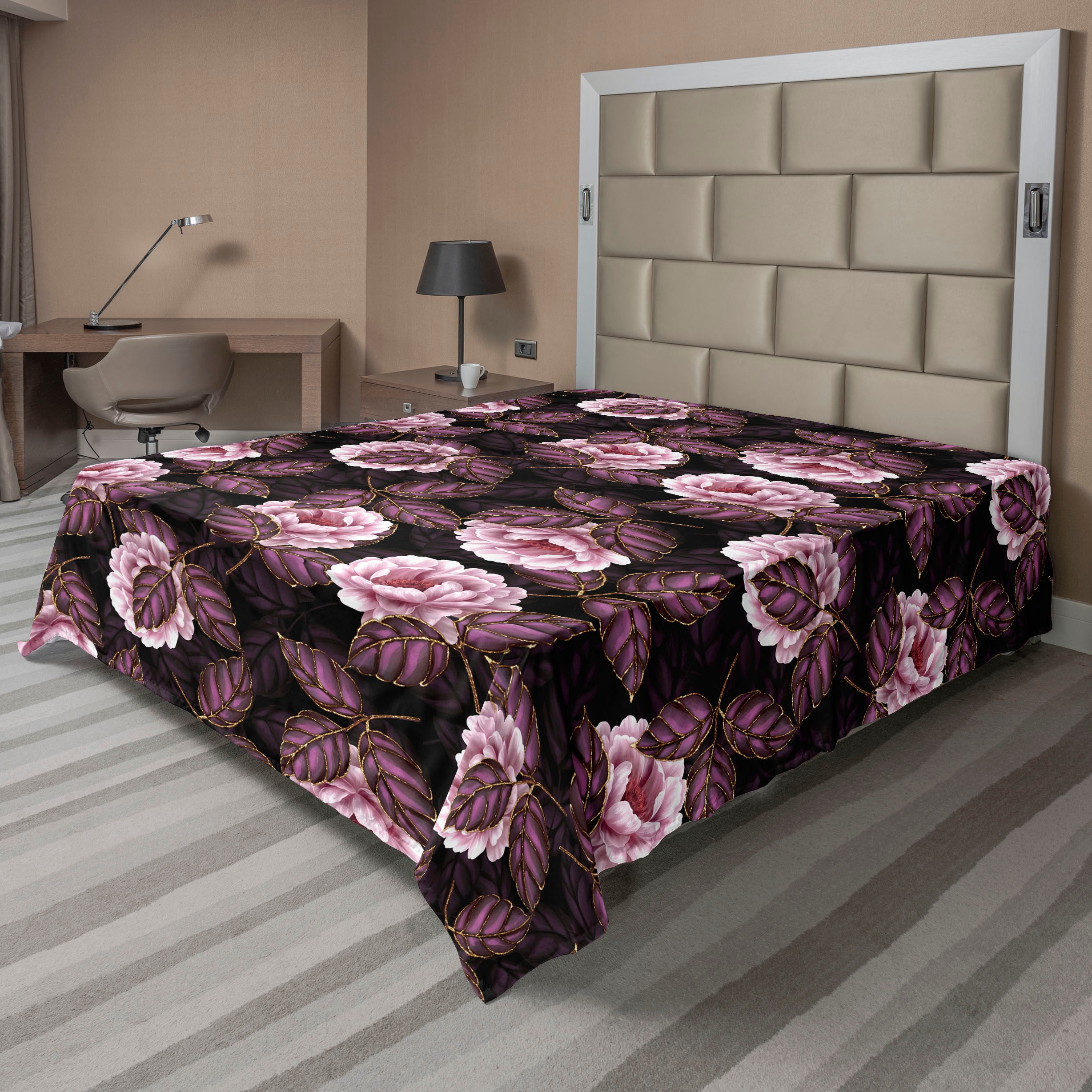 Ambesonne Flowers Boho Flat Bedding Sheet Soft Top Sheet, Night Jungle ...