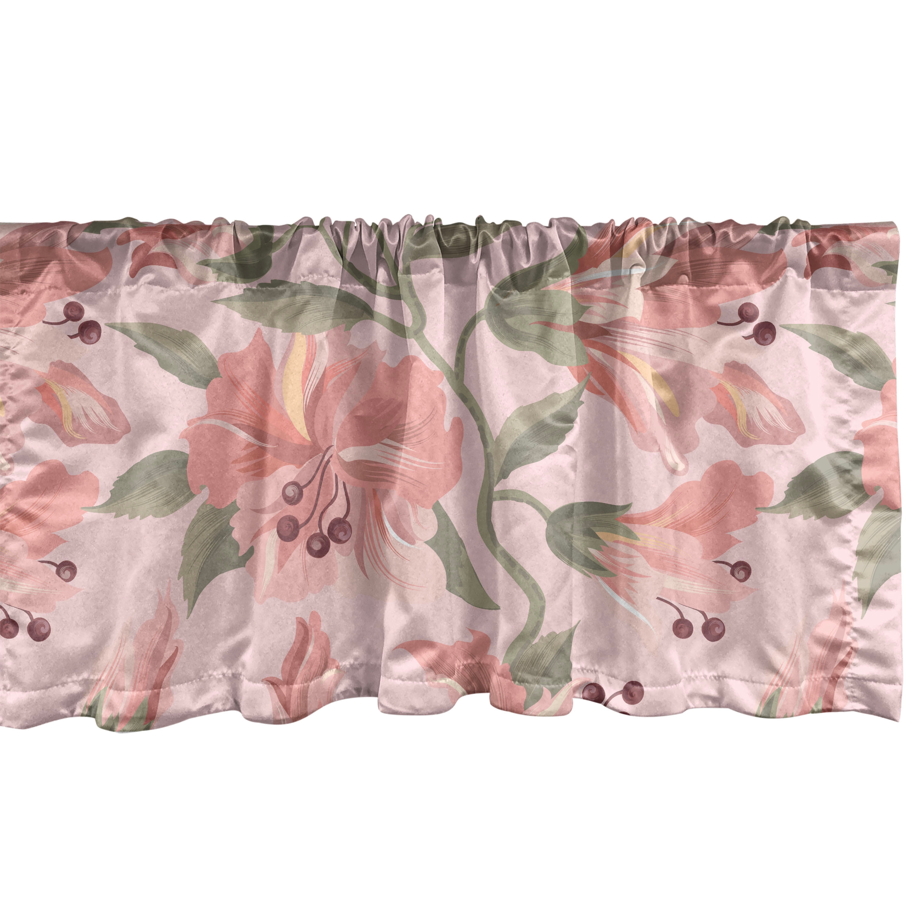 Flowers Boho Window Valance, 90s Pastel Colors Floral Pattern with ...