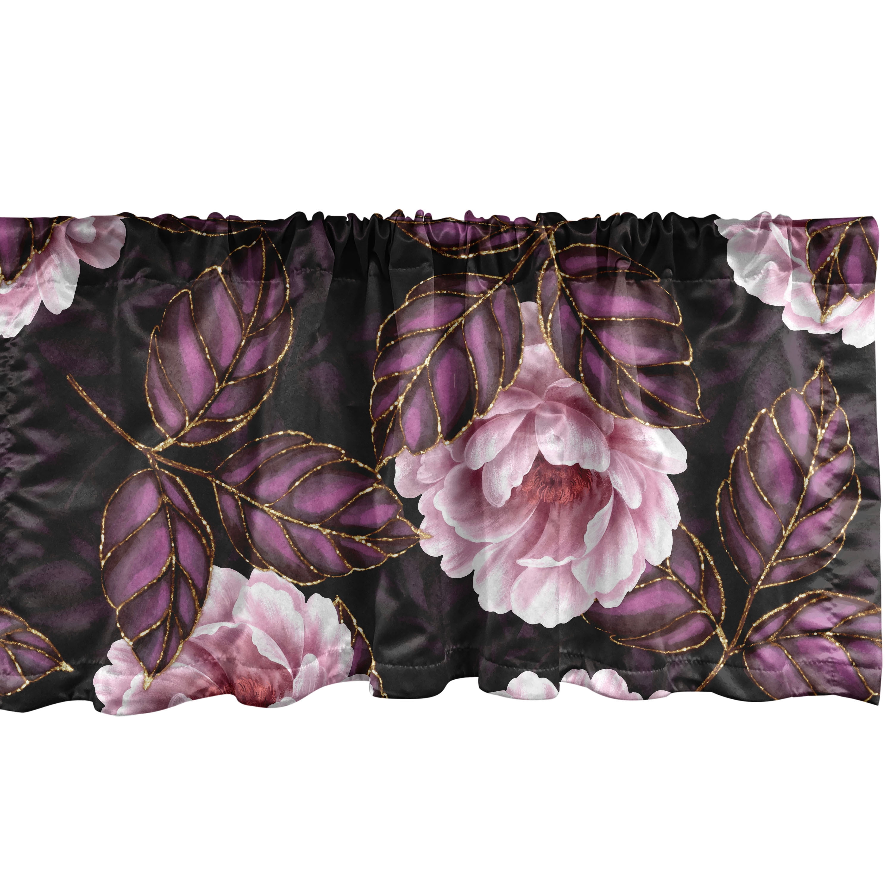 Flowers Boho Window Valance, Night Time Jungle Themed Floral Artwork ...