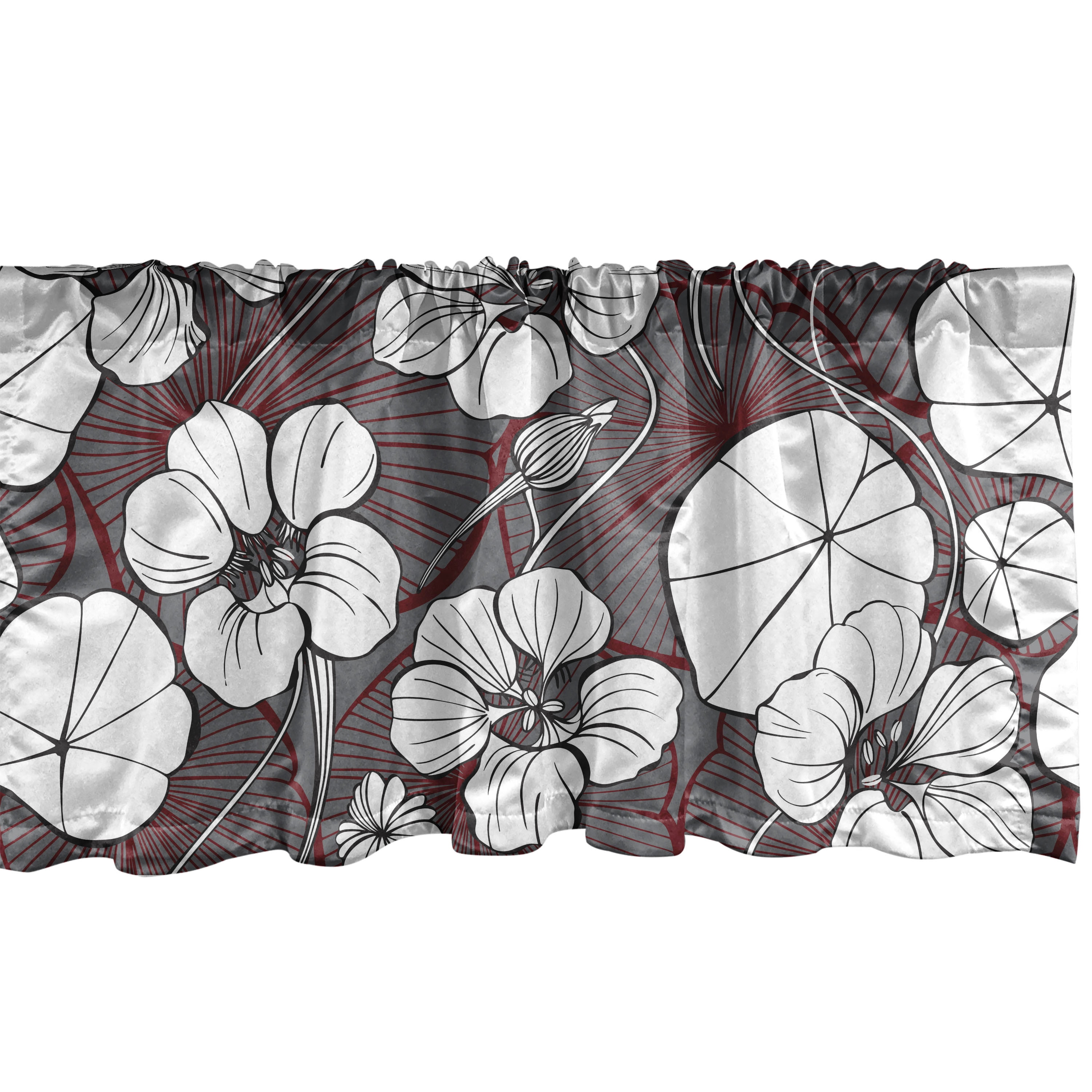 Flowers Boho Window Valance, Simple Drawn Nasturtium Flowers with ...