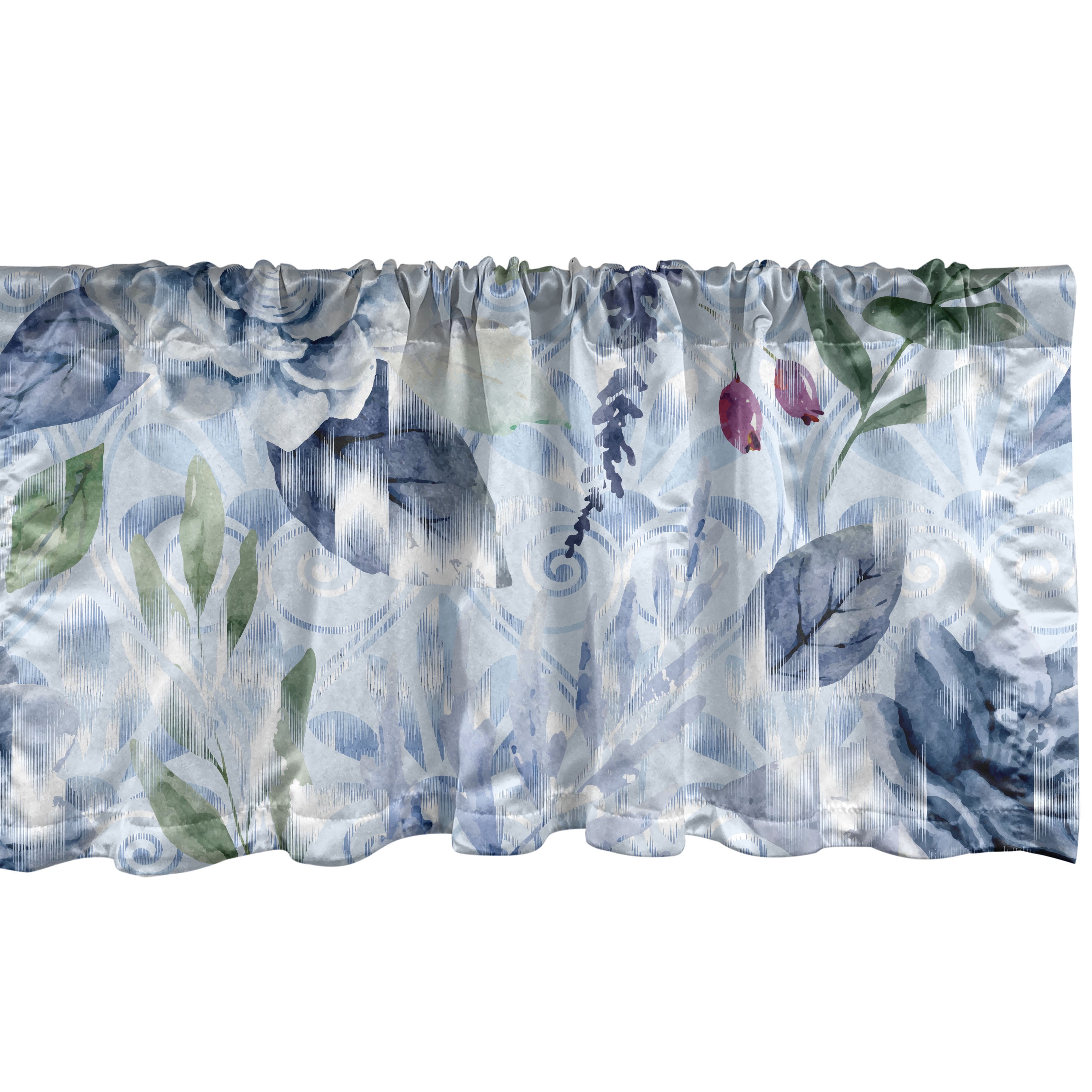 Flowers Boho Window Valance, Springtime Inspired Watercolor Rose ...