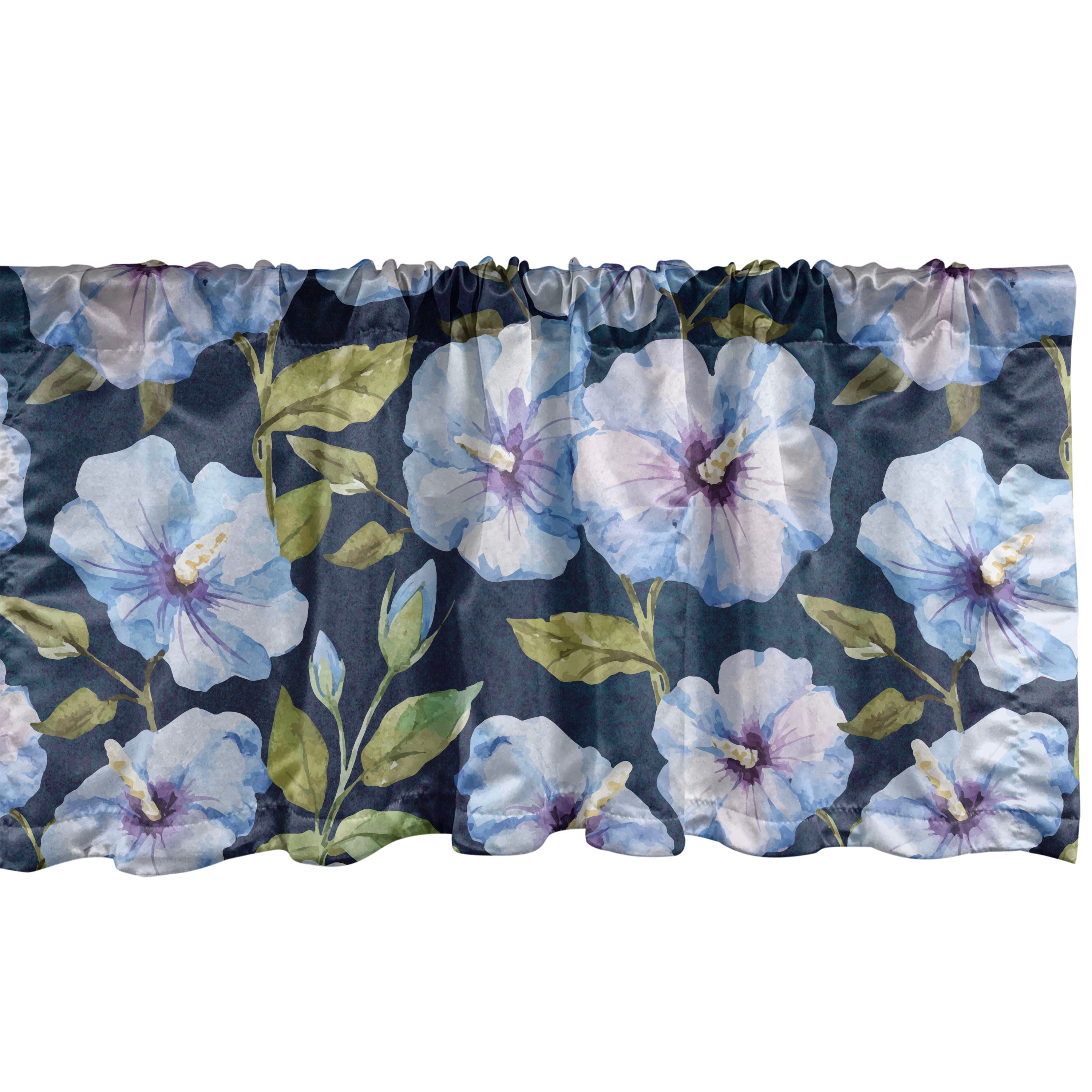 Flowers Boho Window Valance, Watercolor Design Leaves Greenery Art with ...