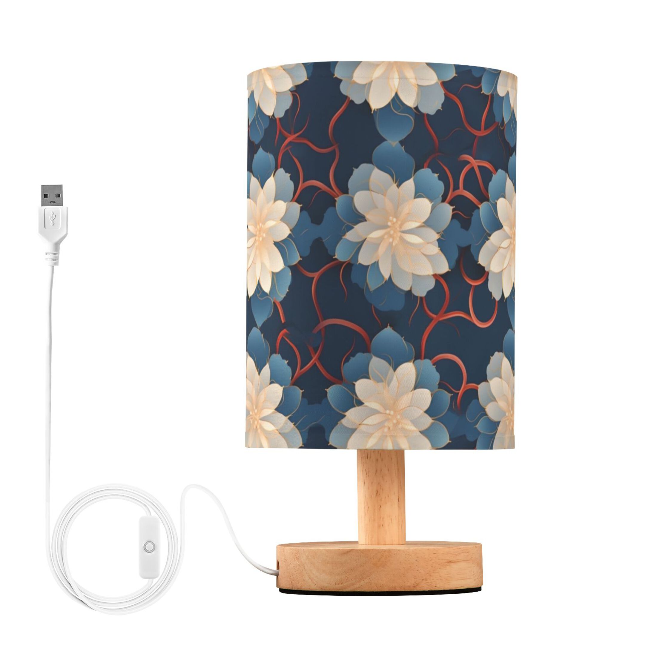 Flowers Bohomia Bedside Table Lamp LED Warm Lights with USB Charging ...