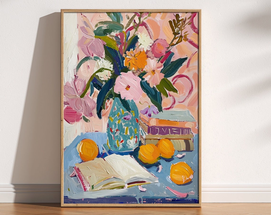 Flowers And Books Print, Fauvism Painting, Matisse, Florals, Living ...