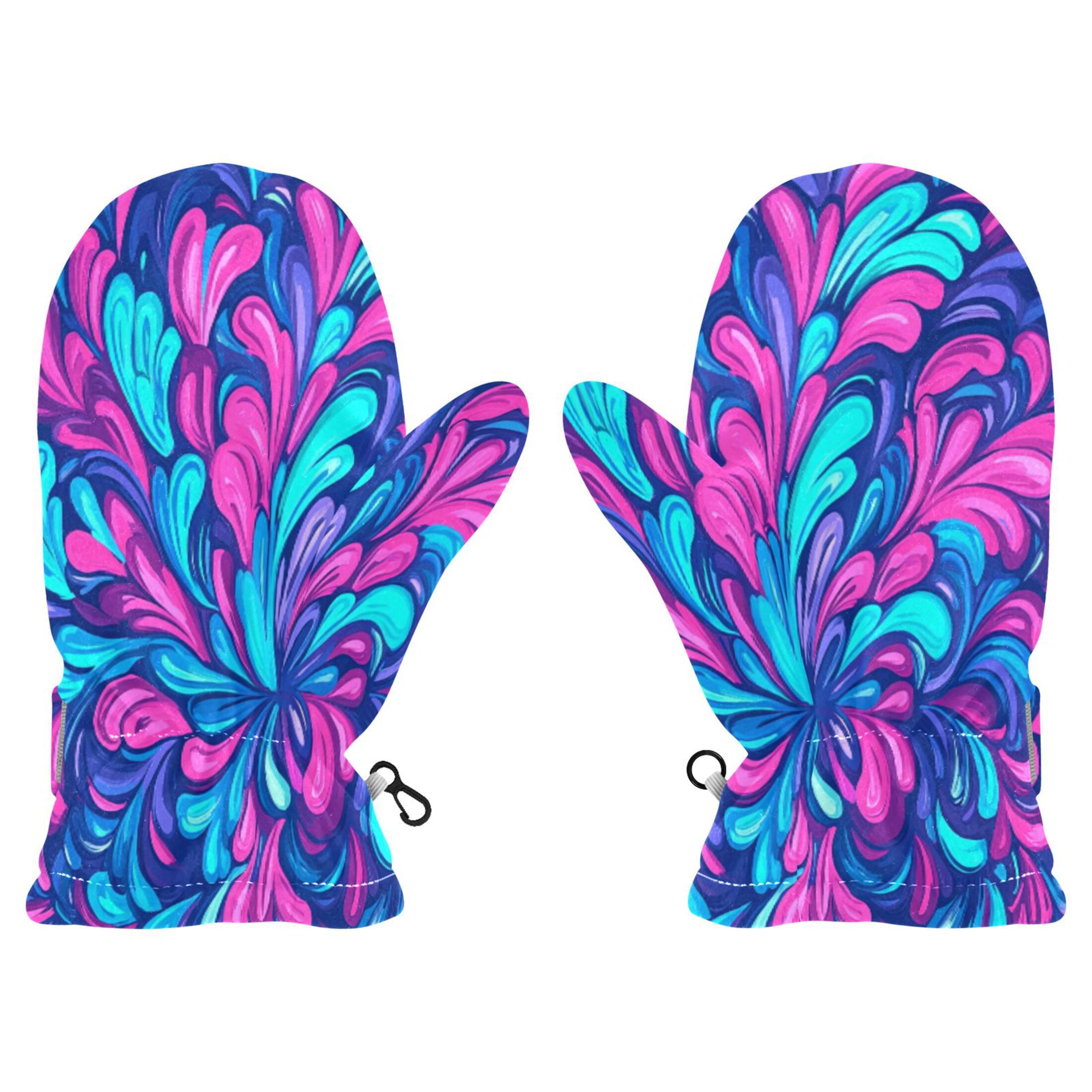Flowers Burst Of Colors Witch Cauldron Pattern Cold Weather Mittens ...