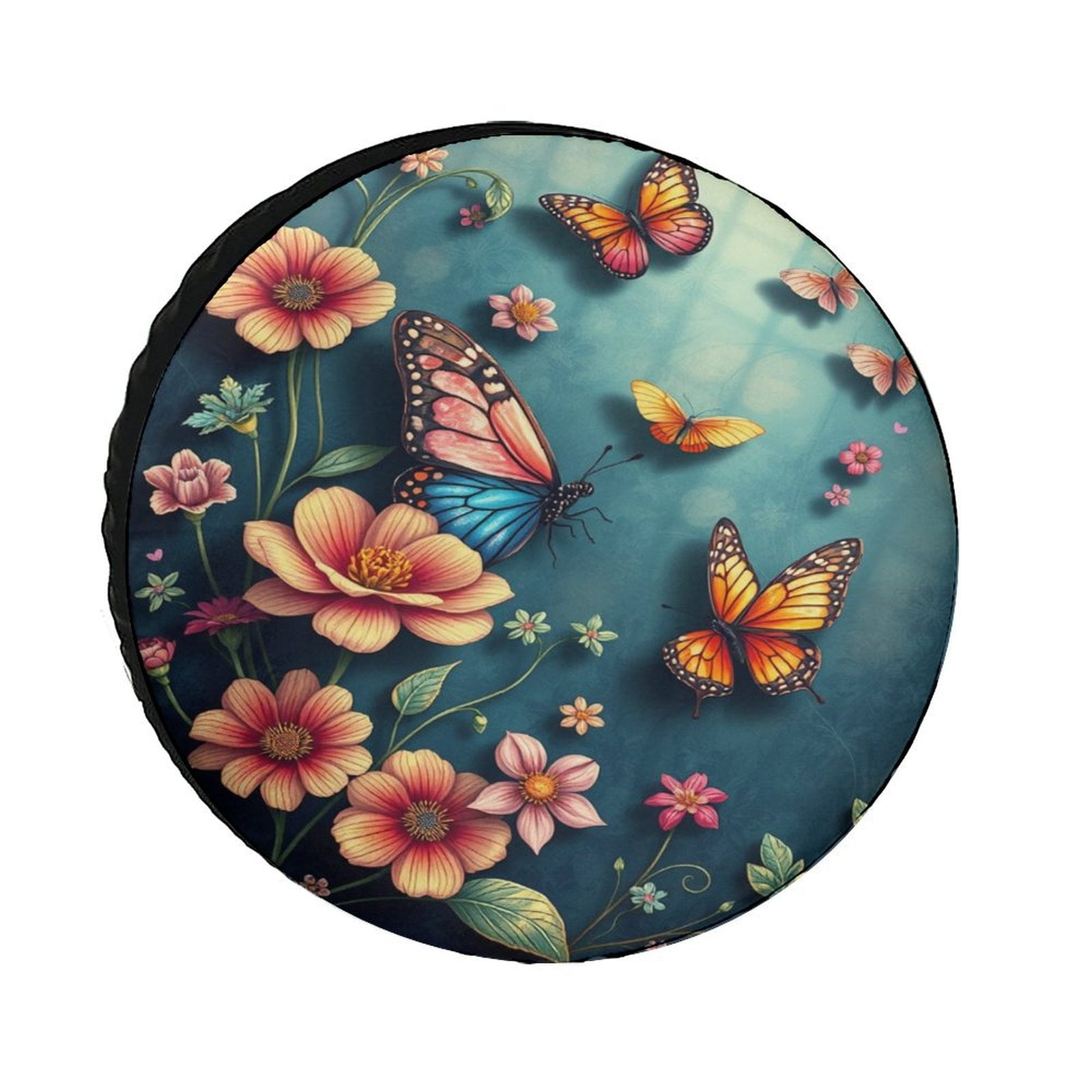 Flowers Butterflies Beauty Spare Tire Cover Weatherproof Wheel Camper ...