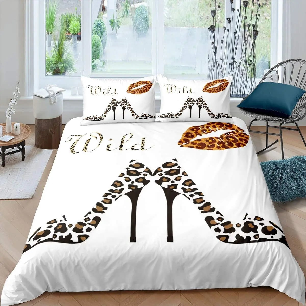 Flowers Butterfly High Heels Duvet Cover Set Woman Pink Bedding Sets ...