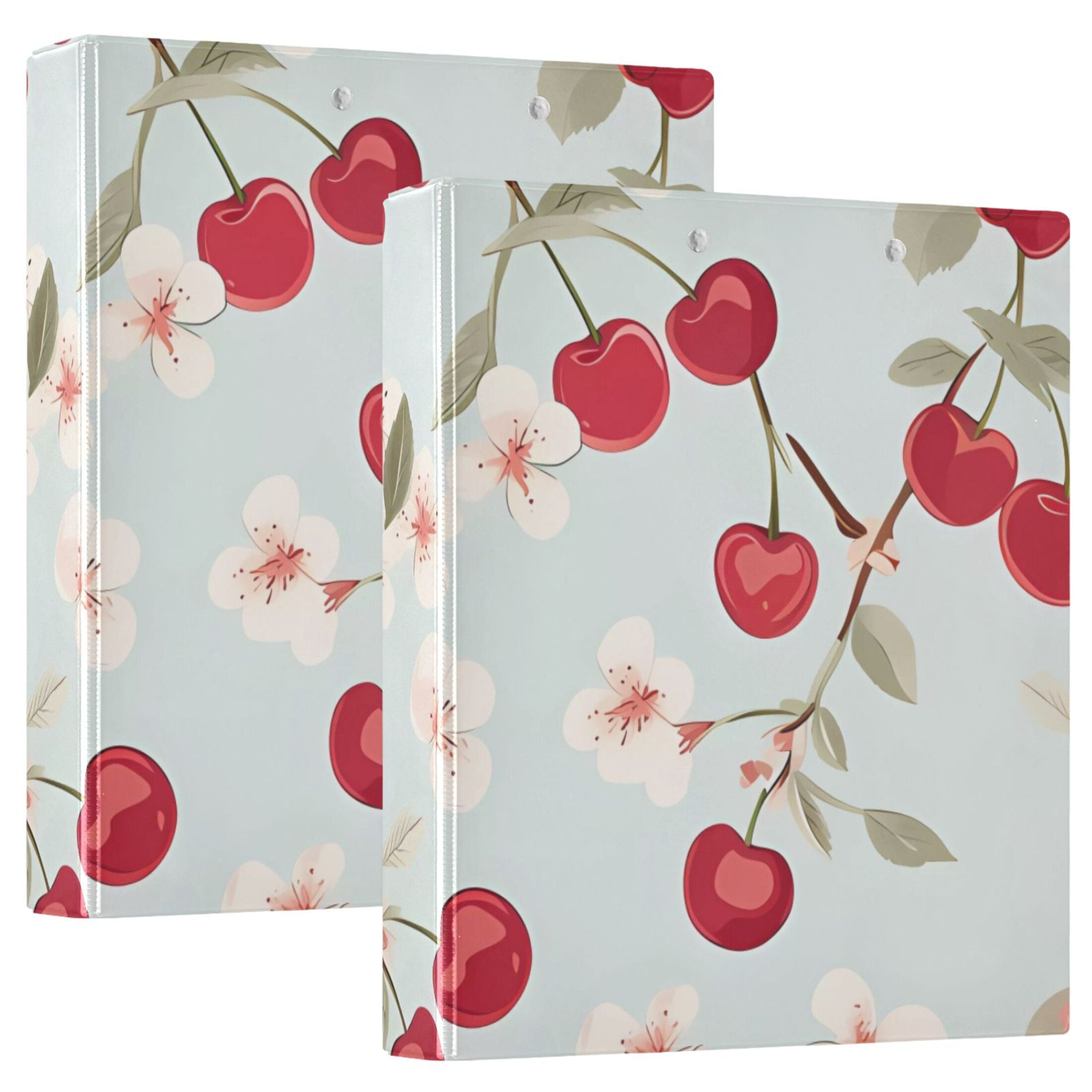 Flowers Cherry Print Hardcover 3 Ring Binder 1.5 inch Round Rings with Interior Pockets Binders ...