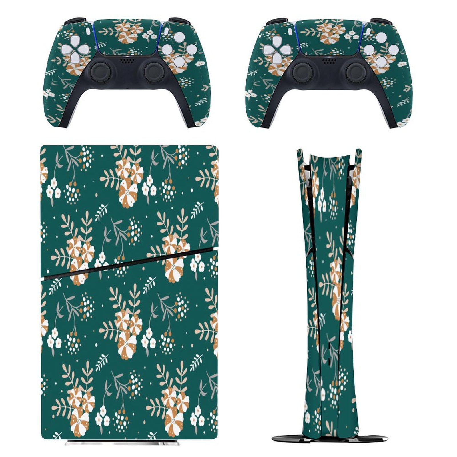 Flowers, Christmas, Green PS5/PS5 Slim Digital Disc Skin Sticker For ...