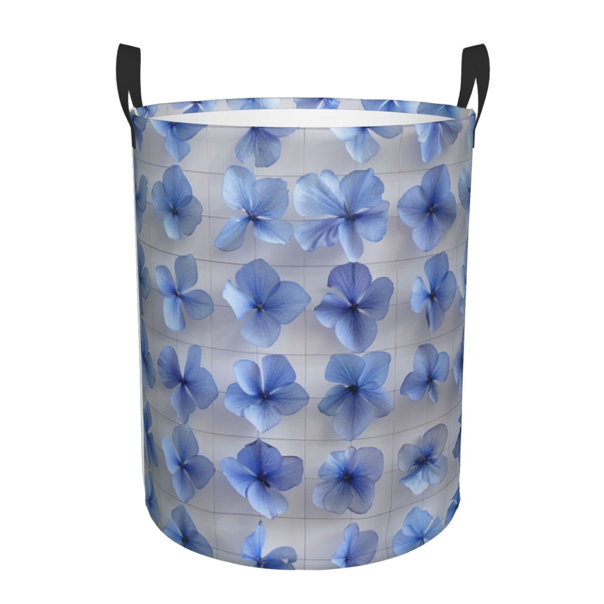 Flowers Cobalt Blue Laundry Hamper Small Storage Basket/Toy Organizer ...