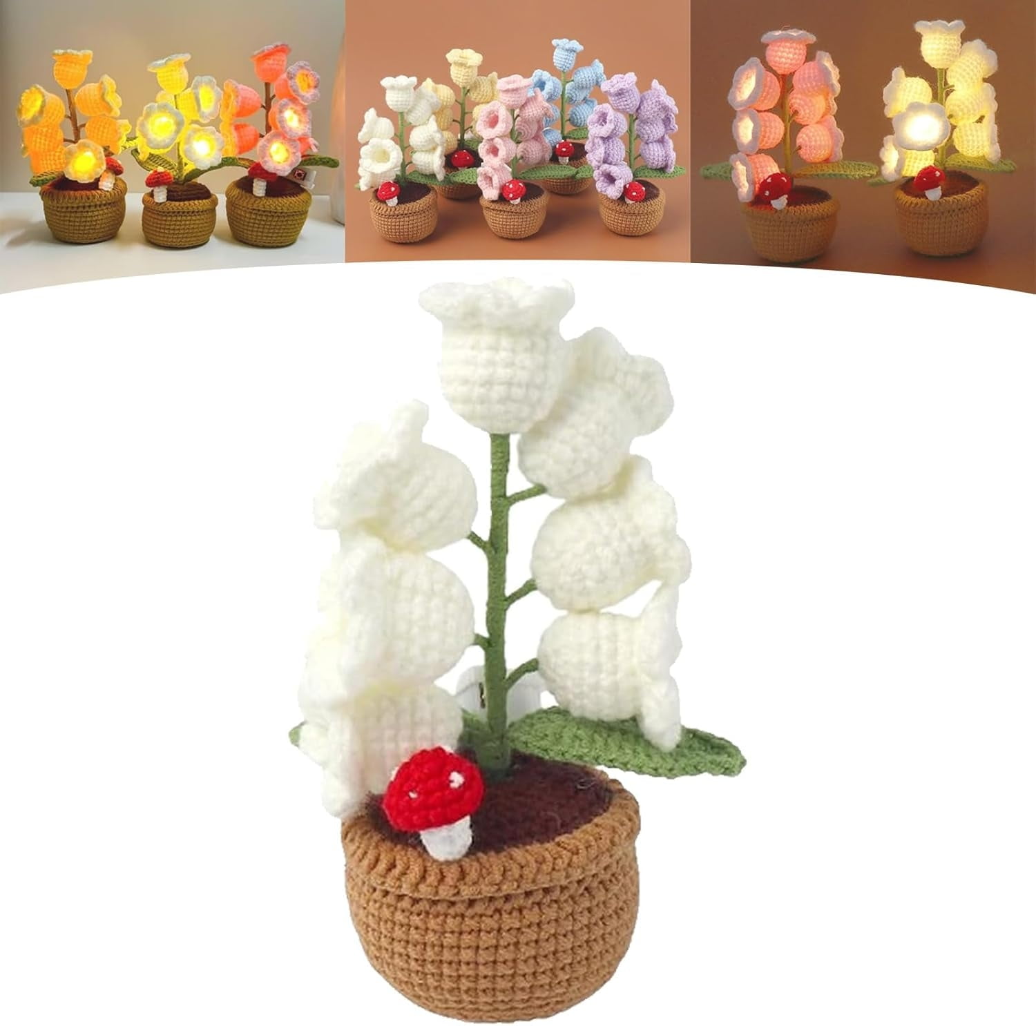 Flowers, Crochet Artificial Flower with 7 Little Night Lights, Lily ...
