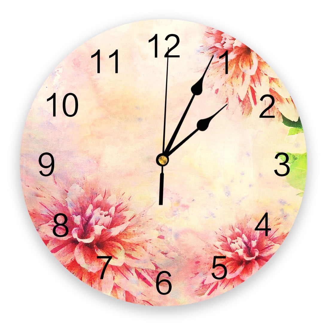 Flowers Dahlia Colored Wall Clock Bedroom Silent Wall Digital Clock ...
