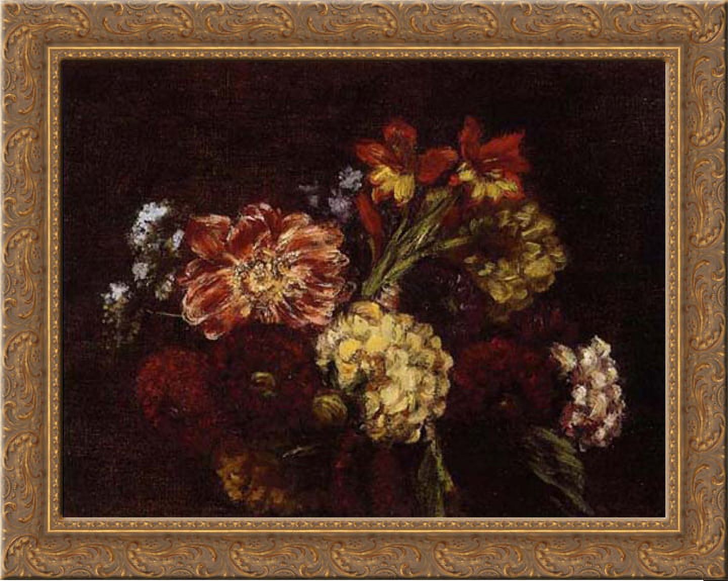 Flowers: Dahlias and Gladiolas 24x20 Gold Ornate Wood Framed Canvas Art ...