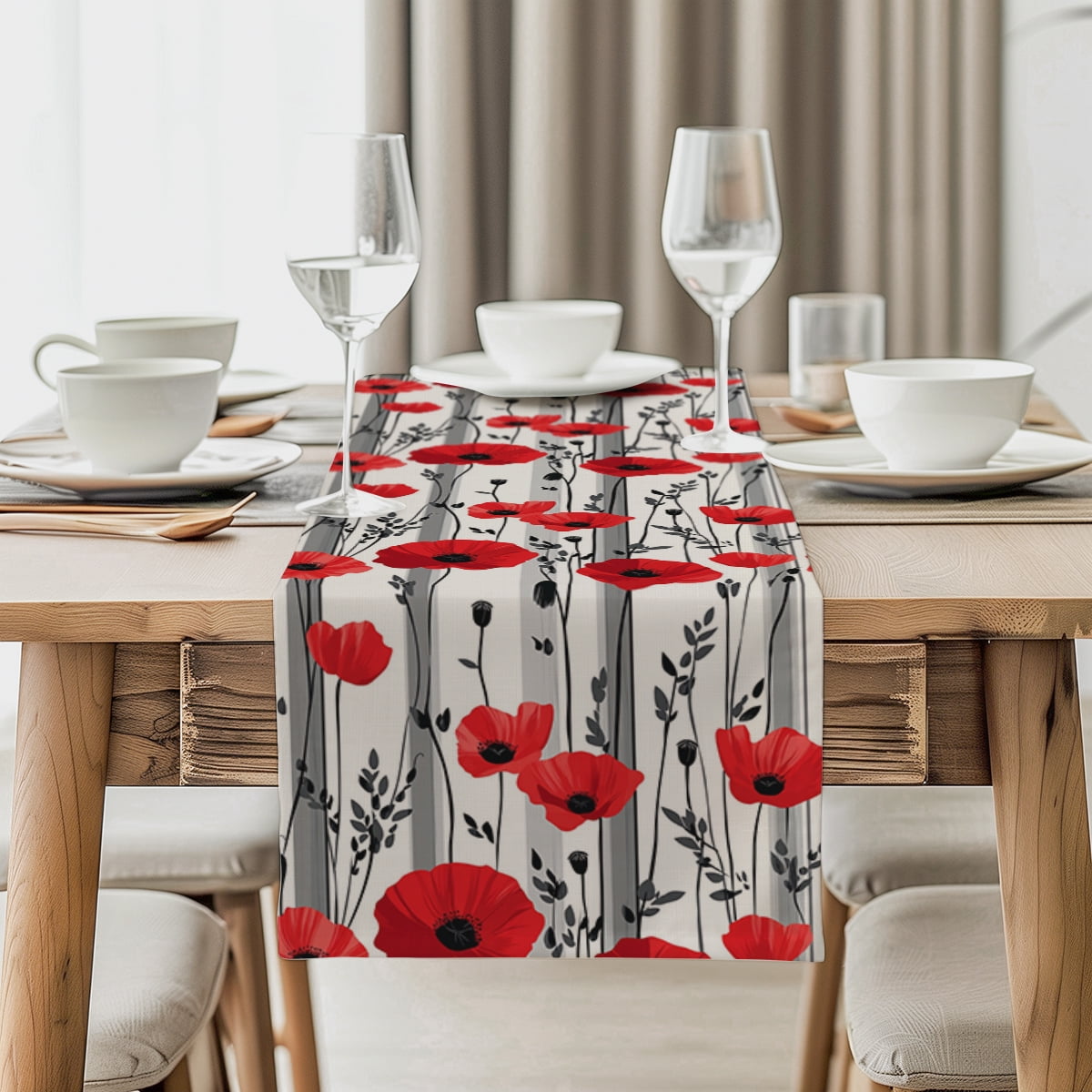 Flowers Daisies Plants Watercolor Table Runners Dresser Table r ...