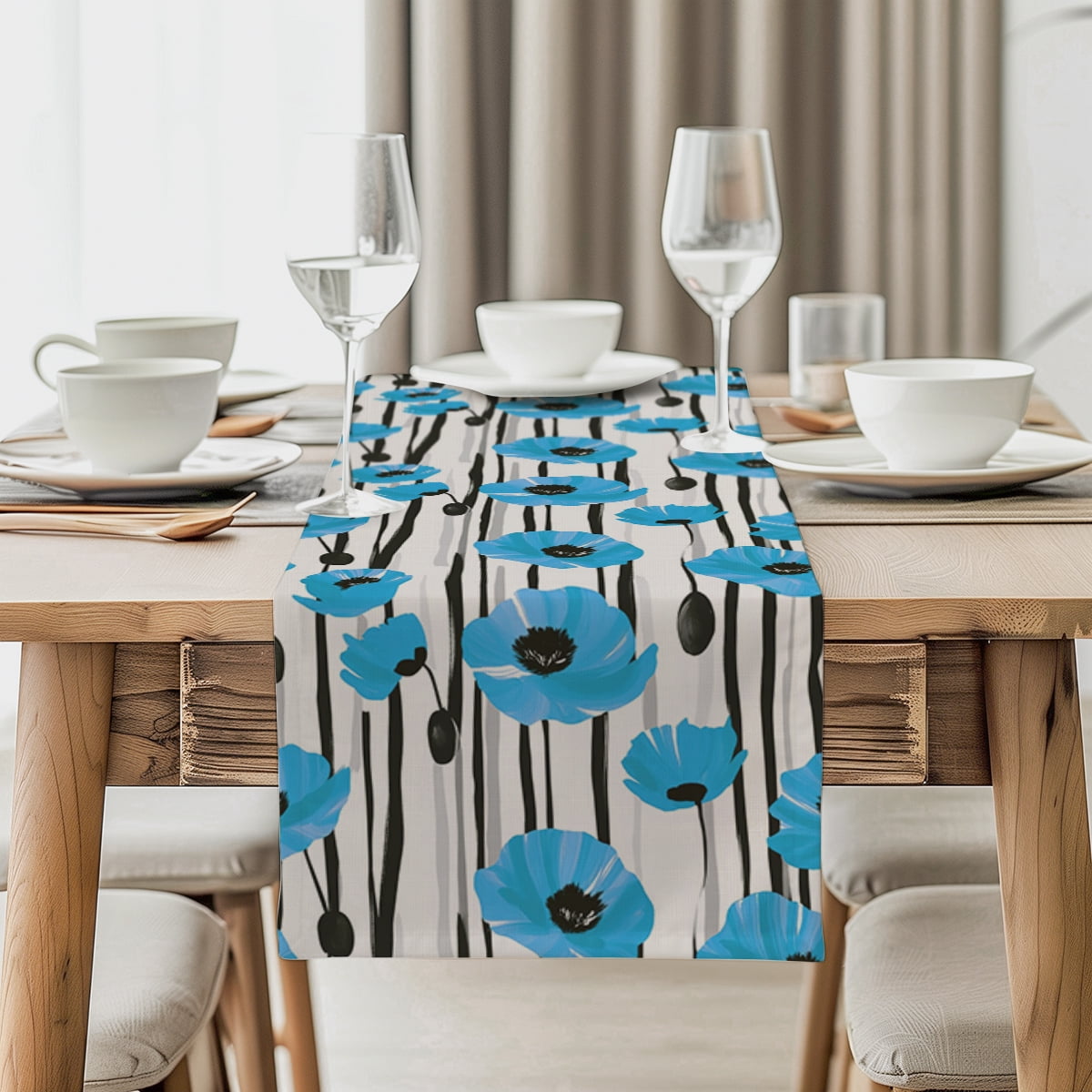 Flowers Daisies Plants Watercolor Table Runners Dresser Table r ...