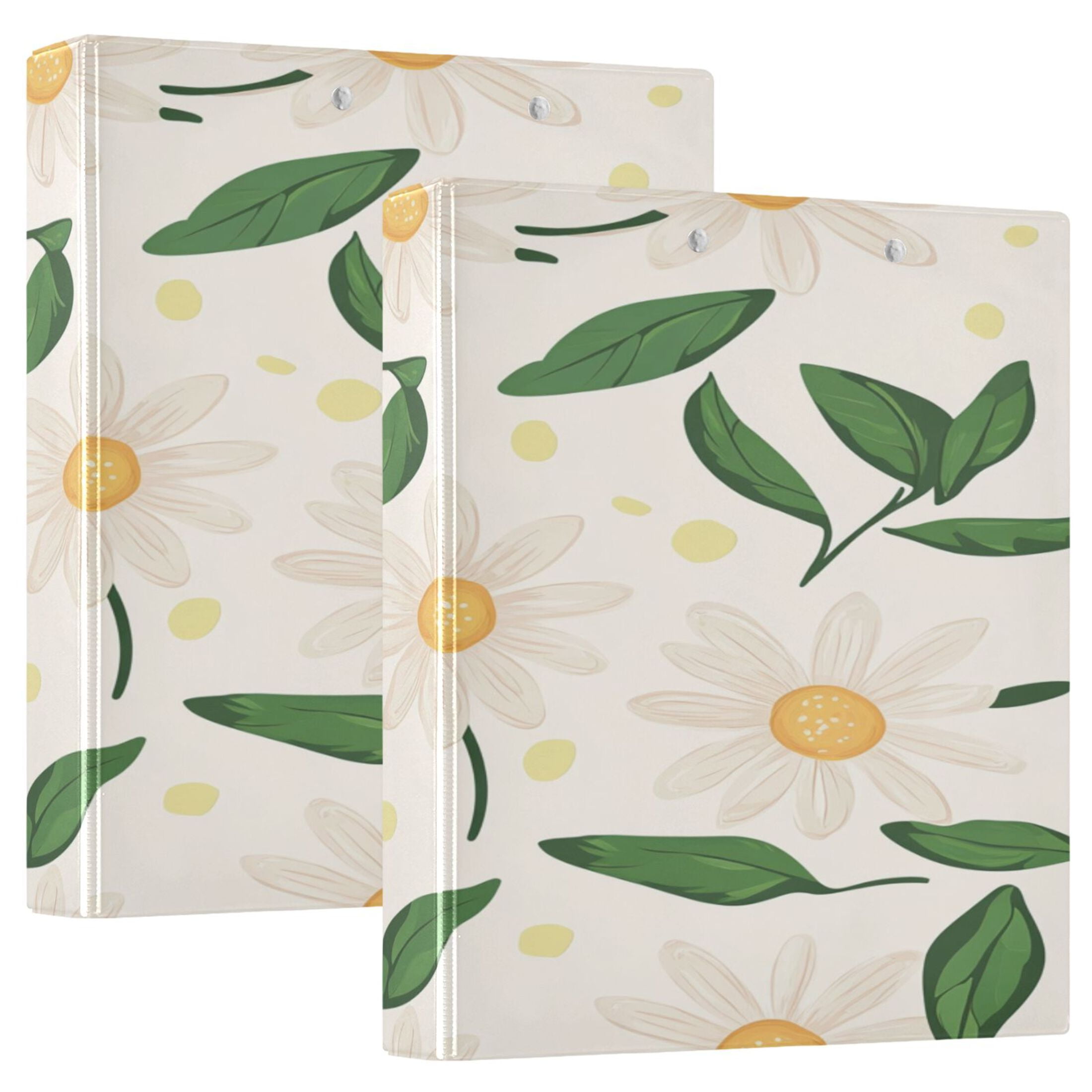 Flowers Daisy Pattern 12.4x10.6in PVC Round Ring Binders, 2-Pack, D ...