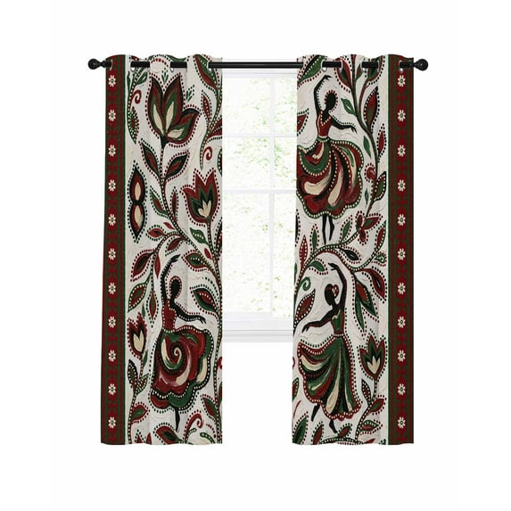 Flowers Dance Blackout Curtains for Bedroom Living Room, Abstract Red ...