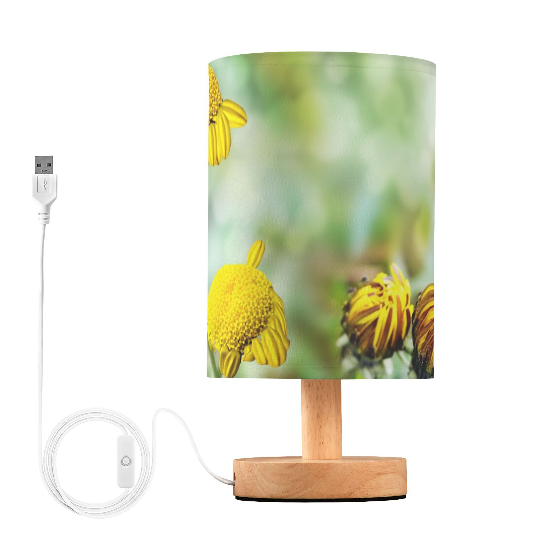 Flowers Dandelions Bedside Table Lamp LED Warm Lights with USB Charging ...