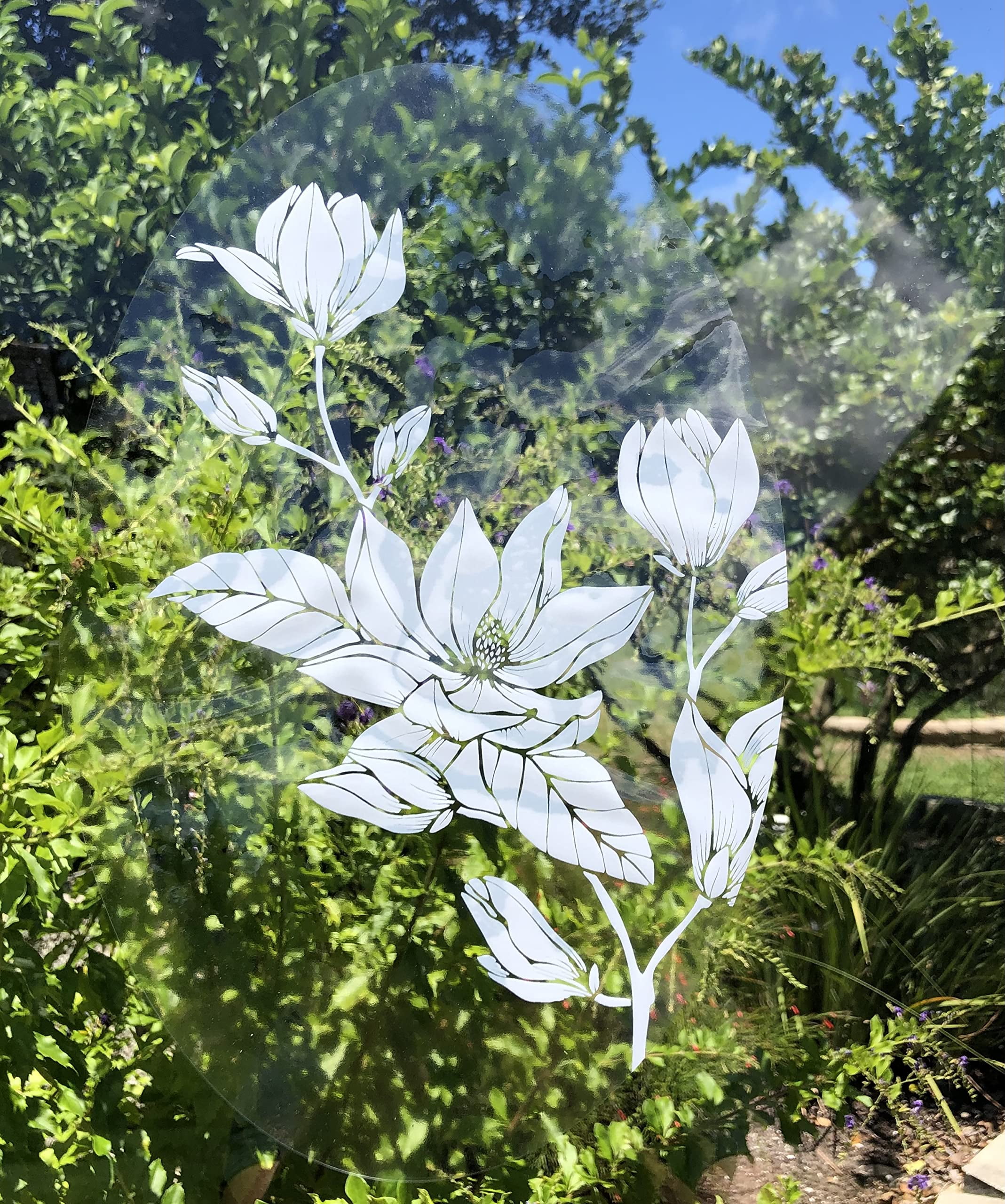 DCentral Flowers- Decorative Window Vinyl ‚ÄúEtched‚Äù Glass Cling ...