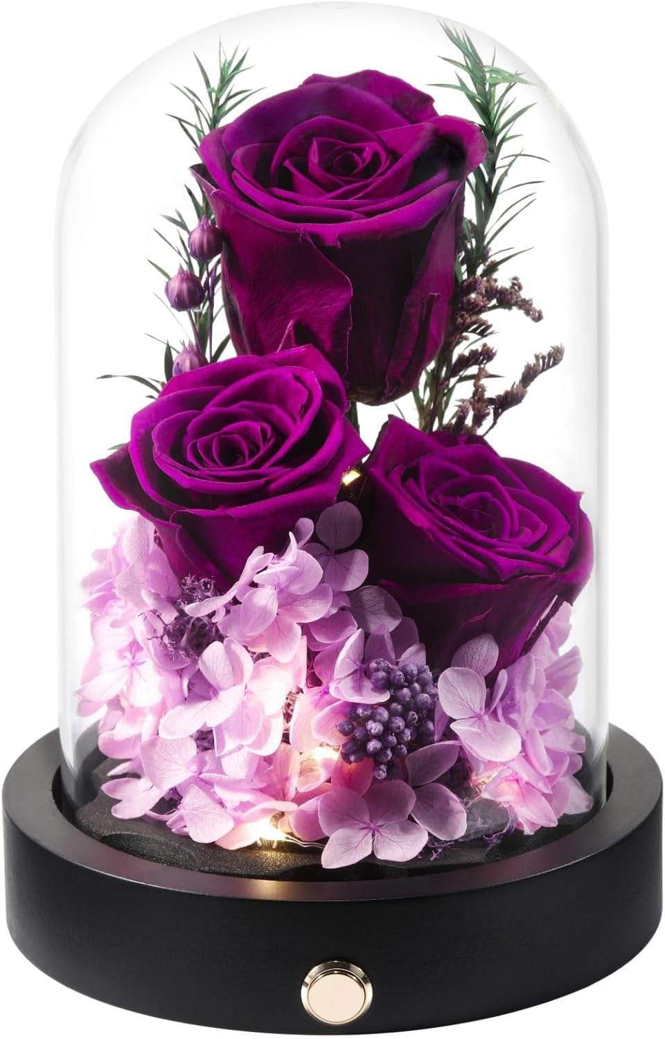 Flowers for Delivery, 3 Purple Preserved Real Rose in Glass Dome with ...