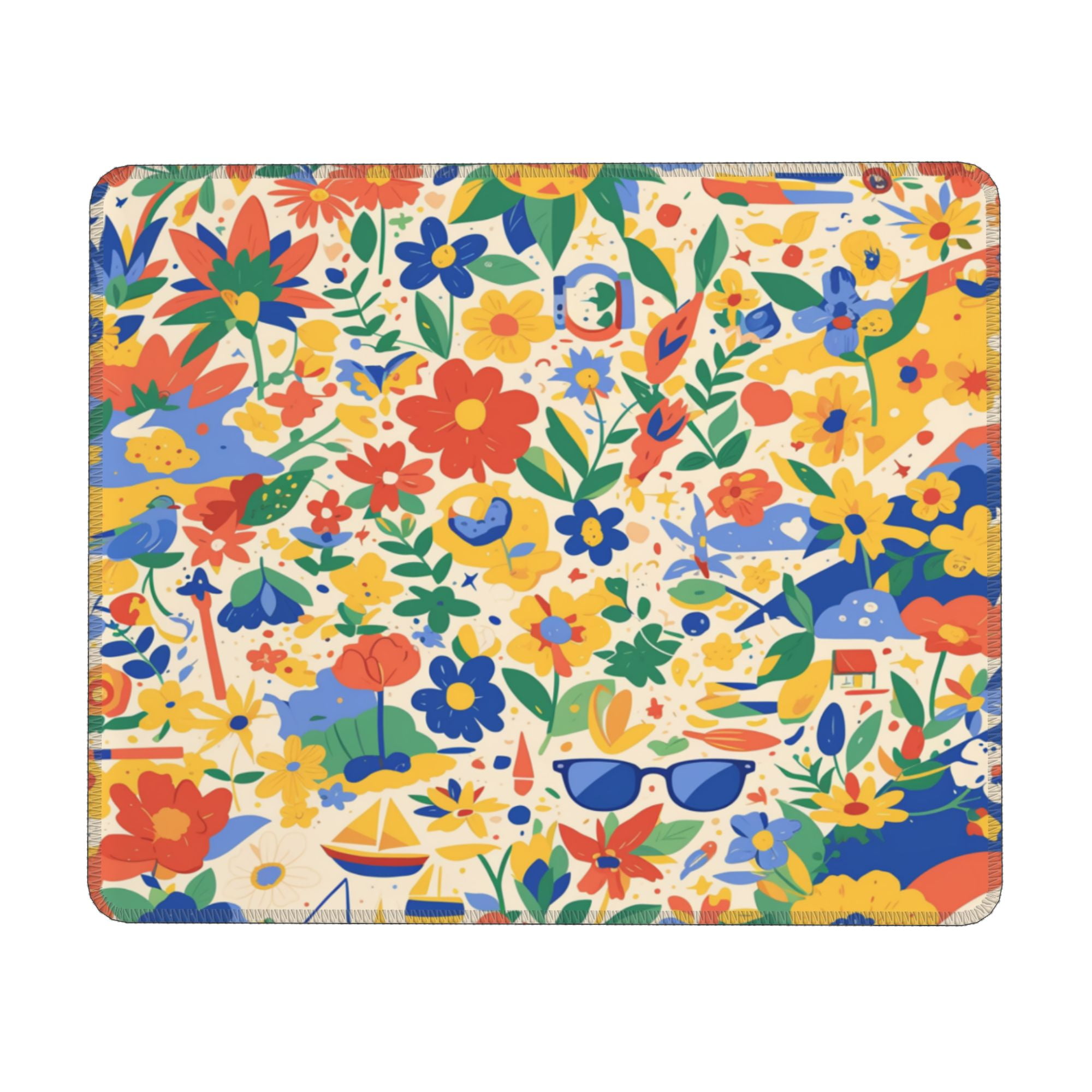 Flowers Doodle Illustration Mouse Pad Non Slip Rubber Base Mousepad 10 ...