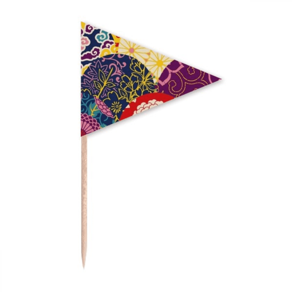 Flowers Dots Pattern Chinese Japanese Style Asia Toothpick Triangle ...