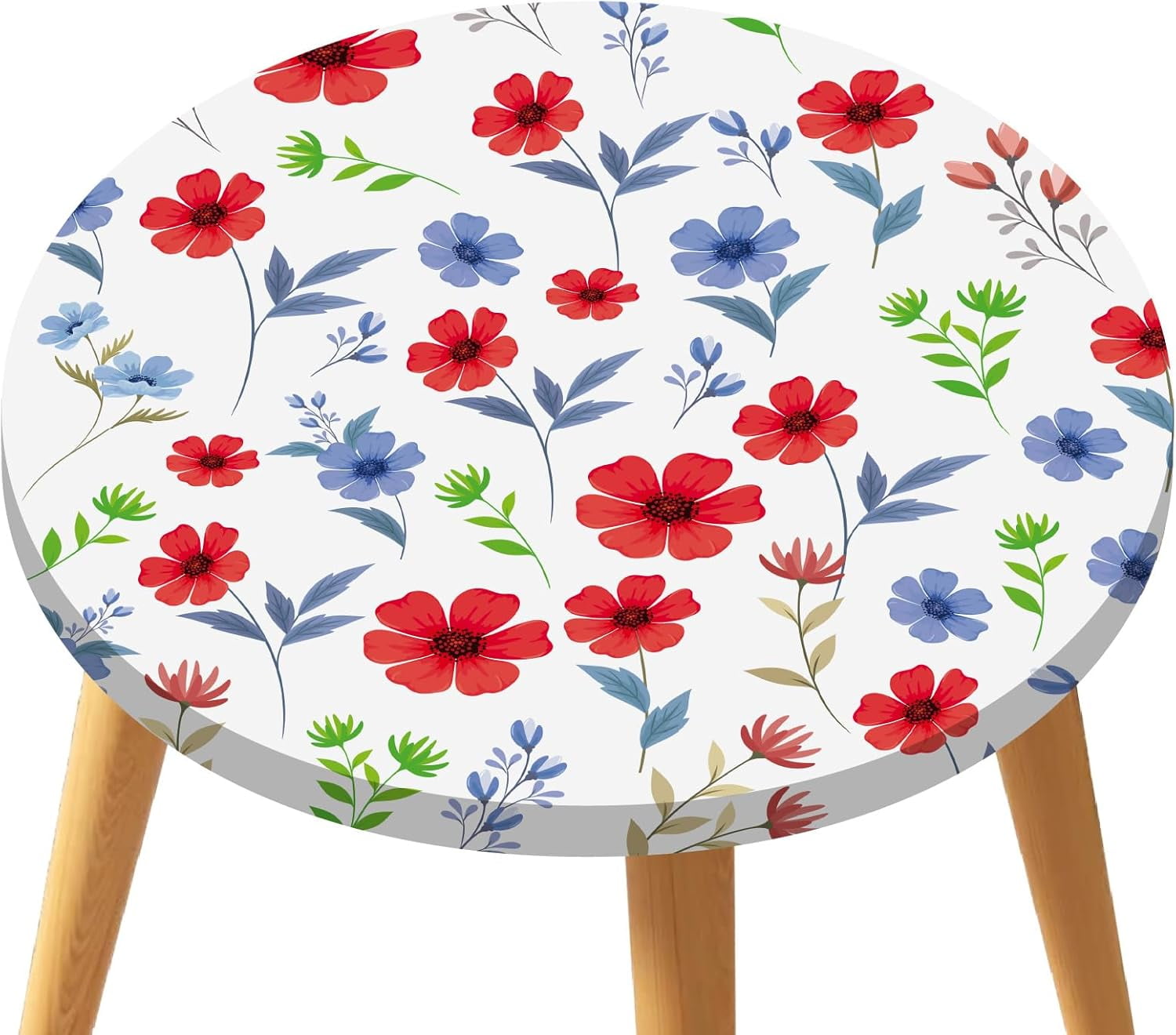 Flowers Elastic Tablecloth Elastic Round Table Cover Waterproof ...