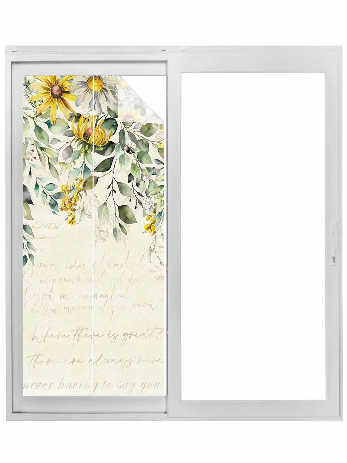 Flowers Eucalyptus Window Privacy Film Stained Glass Window Film ...