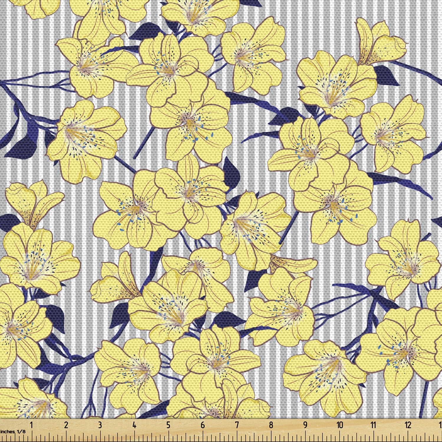 Ambesonne Flowers Fabric by the Yard Upholstery, Buttercup Daffodil ...