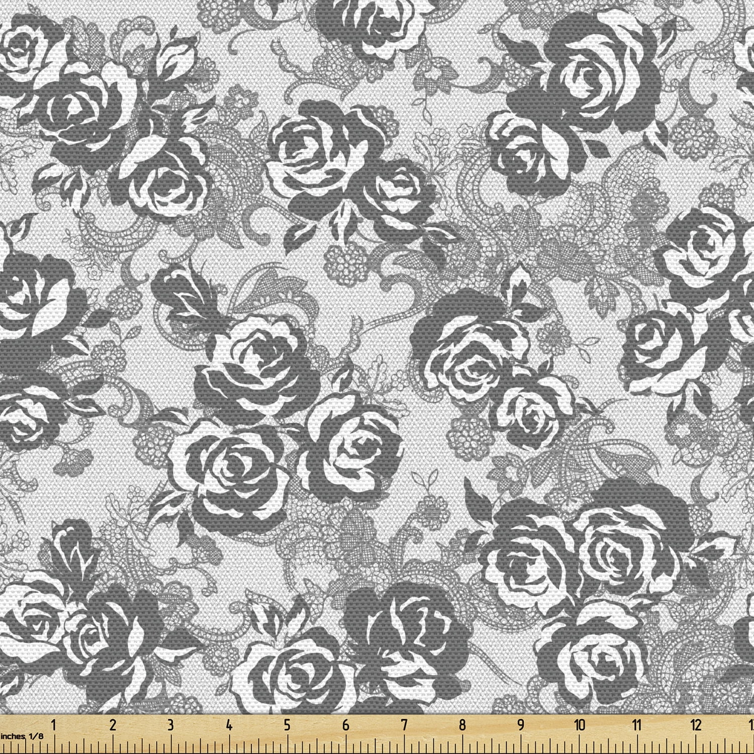 Ambesonne Flowers Fabric by the Yard Upholstery, Roses Pattern in ...