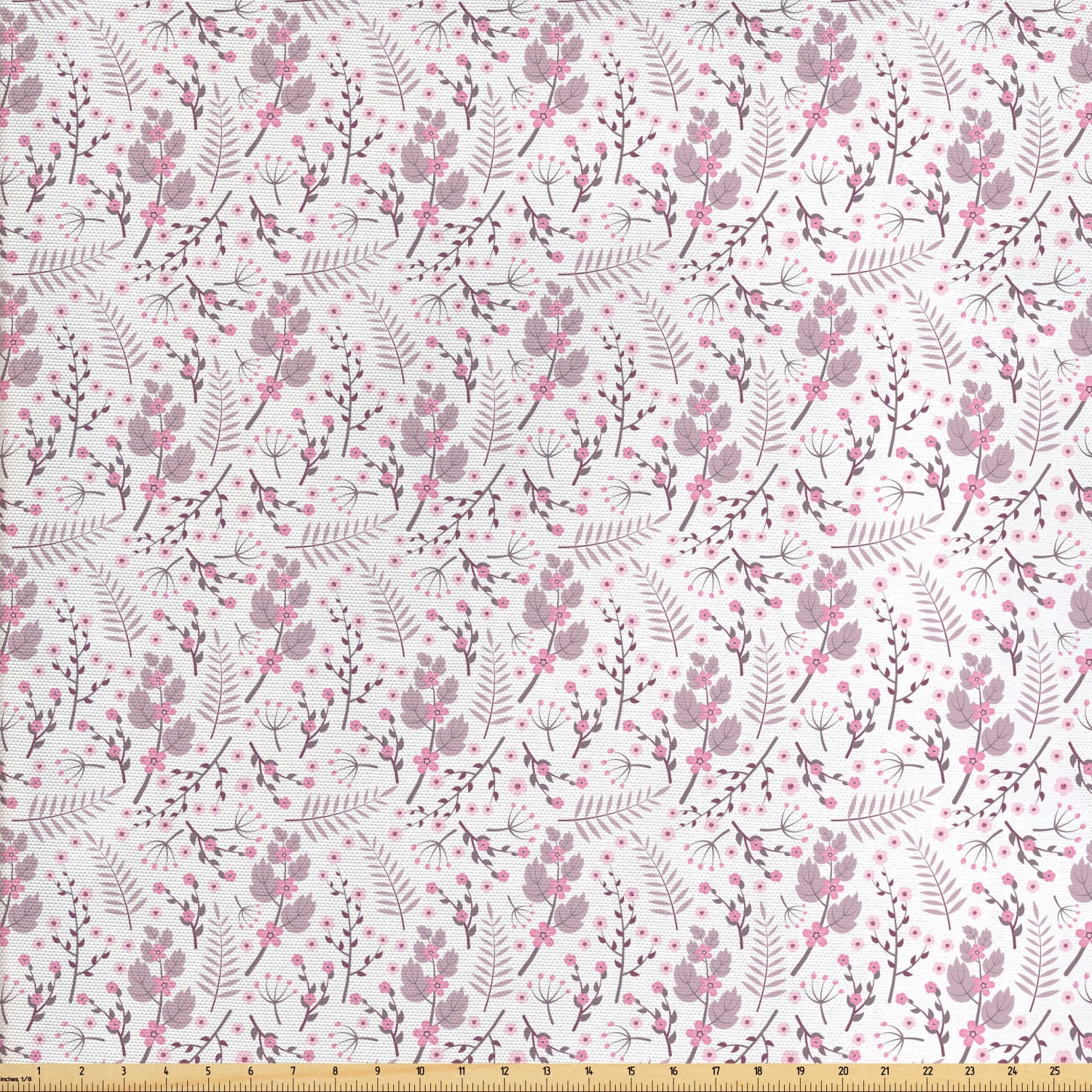 Flowers Fabric by the Yard Upholstery, Floral Theme Botanical Elements ...
