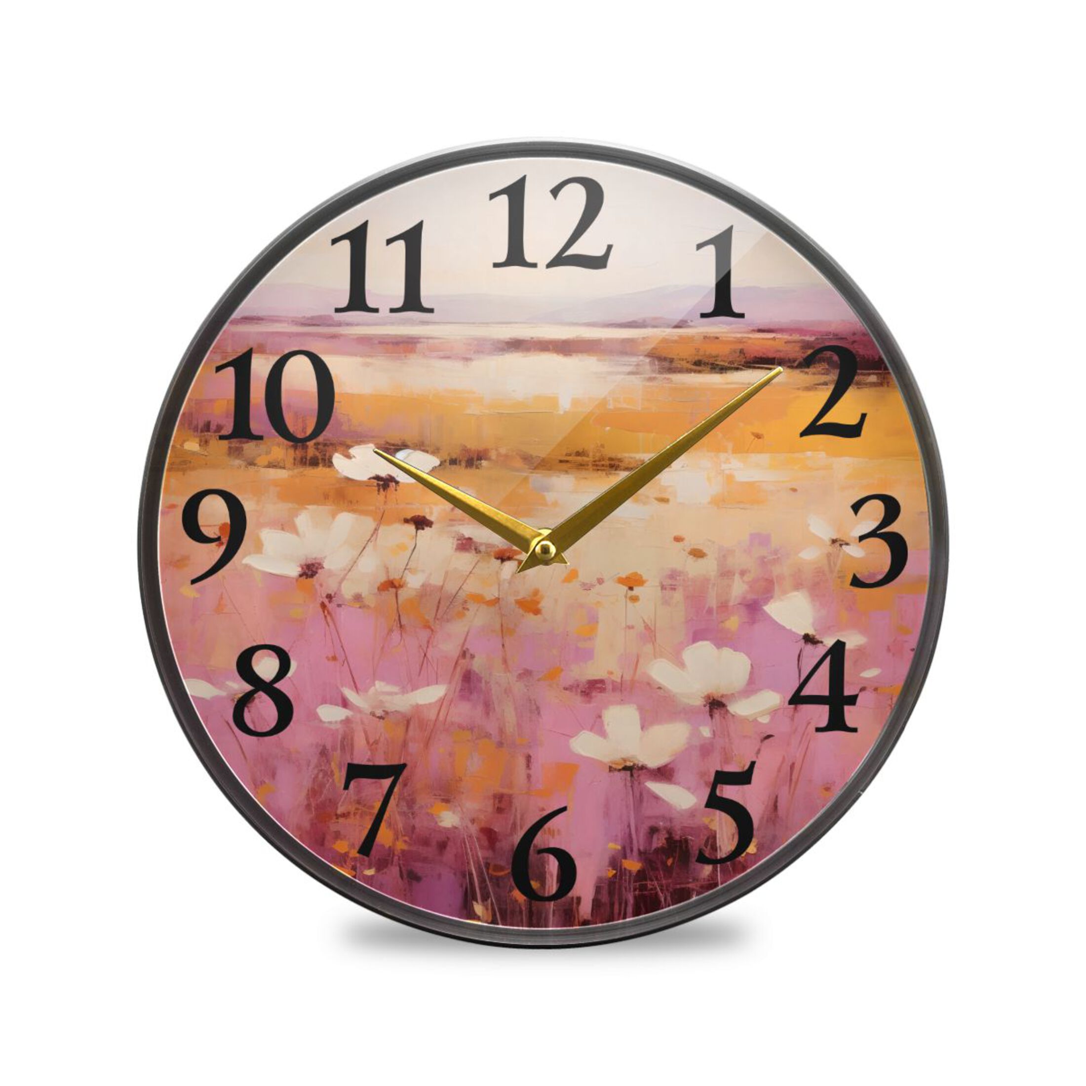 Flowers Field Wall Clocks Battery Operated 9.5 Inch Round Clock Acrylic ...