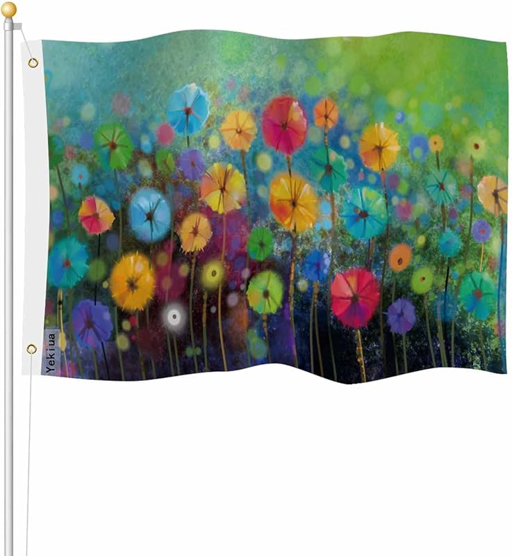 Flowers Flag 3X5 Outdoor Abstract Watercolor Spring Seasonal Nature ...