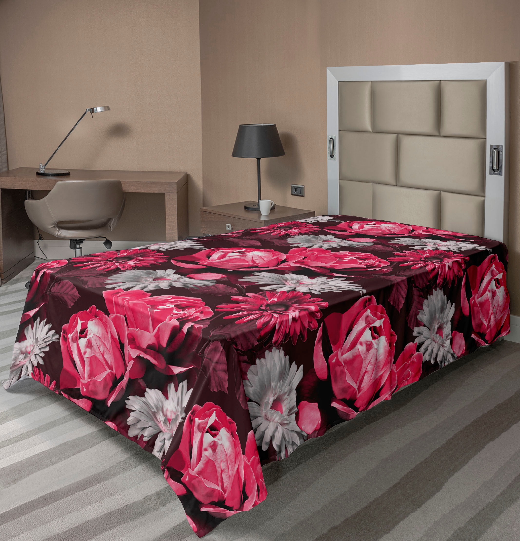 Ambesonne Flowers Flat Bedding Sheet Soft Top Sheet, Gerbera Roses ...
