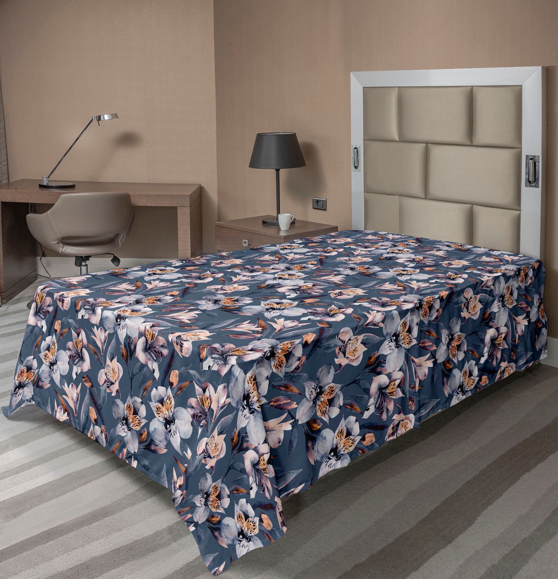 Ambesonne Flowers Flat Bedding Sheet Soft Top Sheet, Peruvian Lily ...