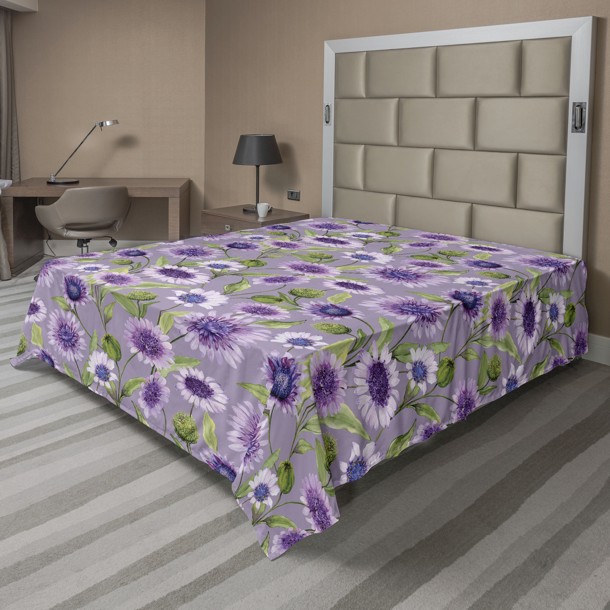 Ambesonne Flowers Flat Bedding Sheet Soft Top Sheet, Spring Meadow ...