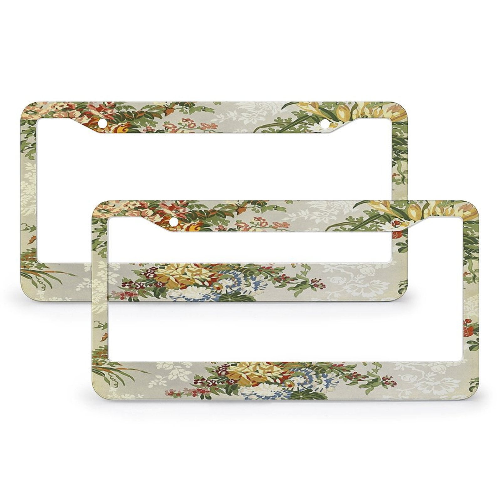 Flowers Floral Design License Plate Frame - 2 Pack License Plate Frames ...