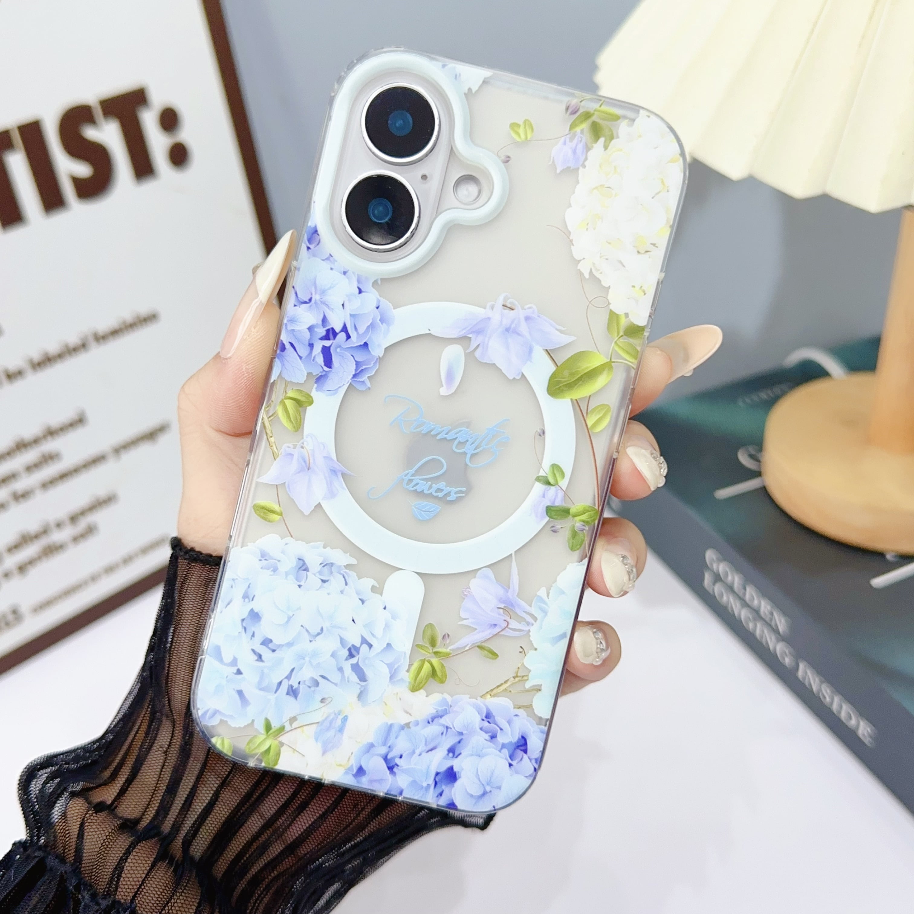 Flowers Floral Pattern Magnetic Case for iPhone 16, Matte Translucent Slim Cover Compatible with ...